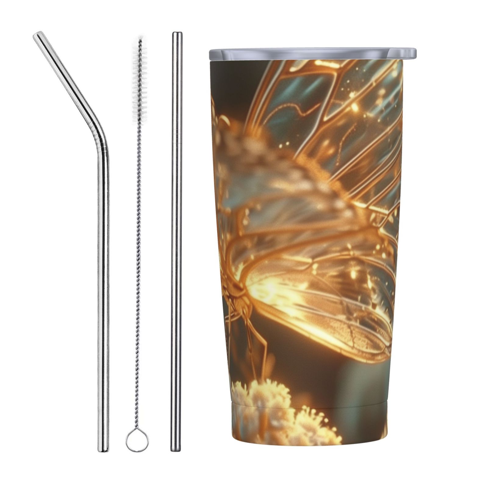 on Delicate Flowers 20 oz stainless steel car cup with straw cover ...