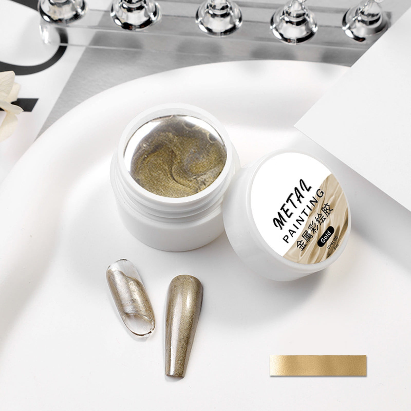 on Nails Packaging Nail French Metal Painting Glue Gold Silver Drawing ...