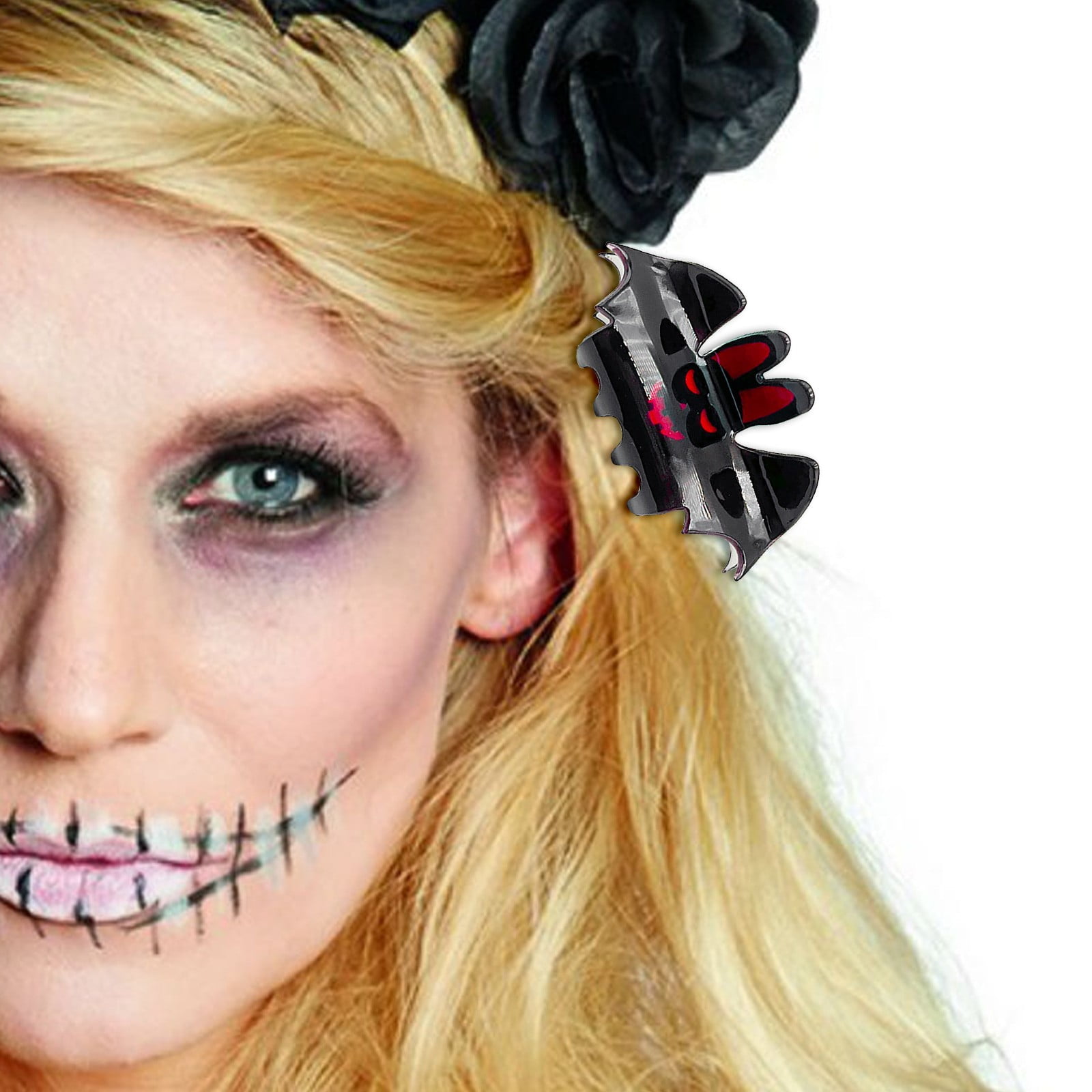 on Sale！ Niahfd Bat Horror Ghost Face Half-Tied Ponytail Clip A ...