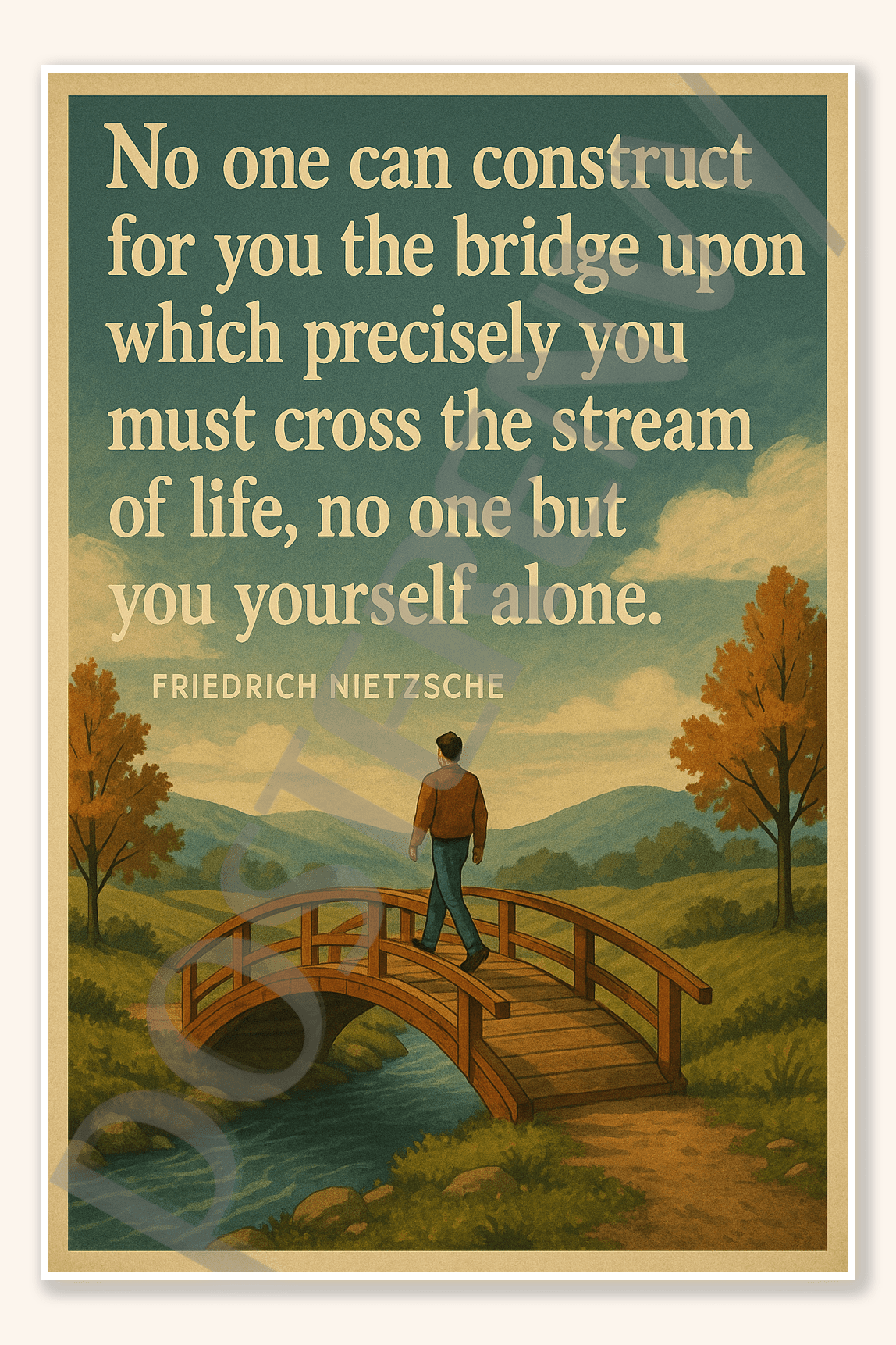 No one can construct for you the bridge upon which precisely you must ...