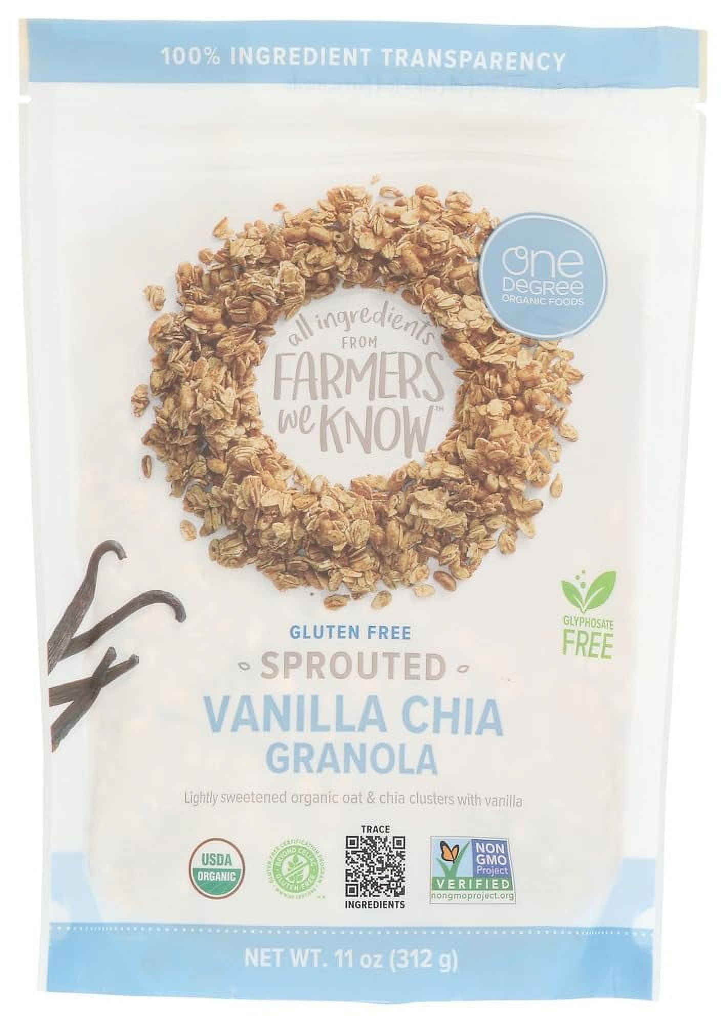 one degree organic sprouted granola vanilla chia, non gmo, gluten free ...