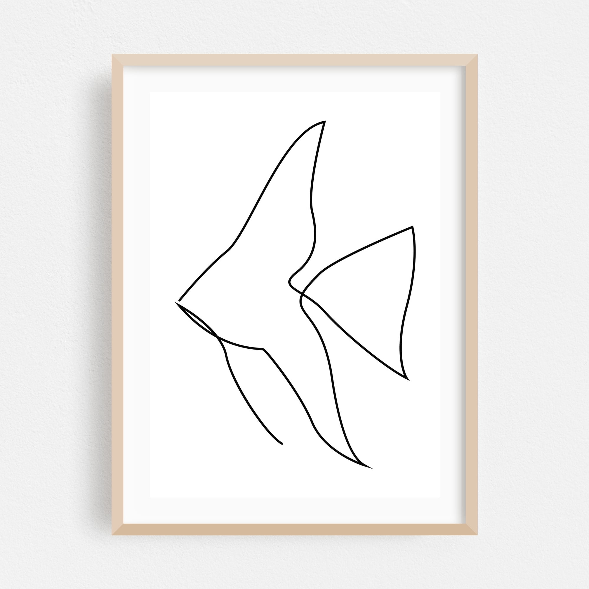 one line fish - aquatic pal - Line Drawing Line Art Minimalist Black ...