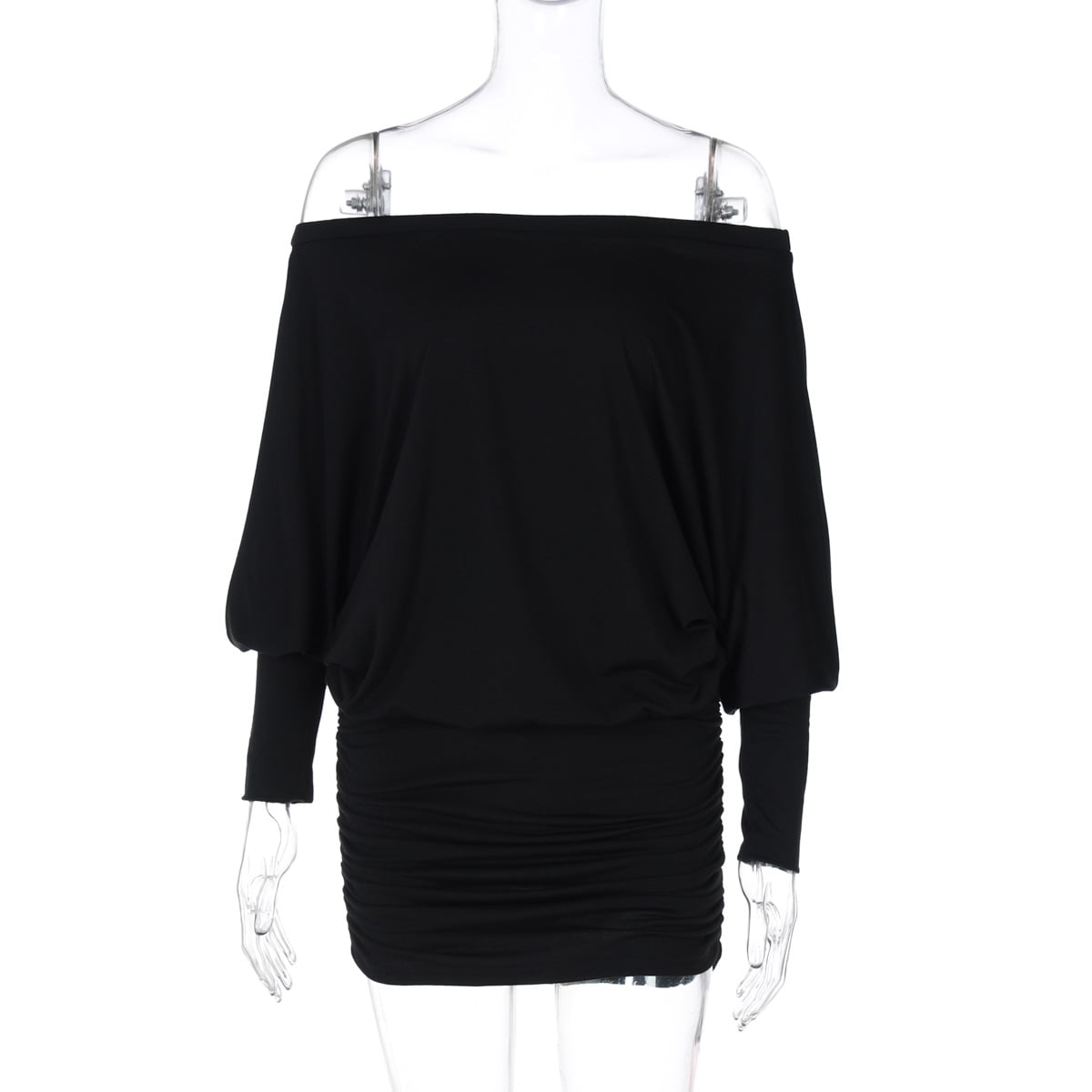one-shoulder pleated tight-fitting dress that wraps the hips - Walmart.com