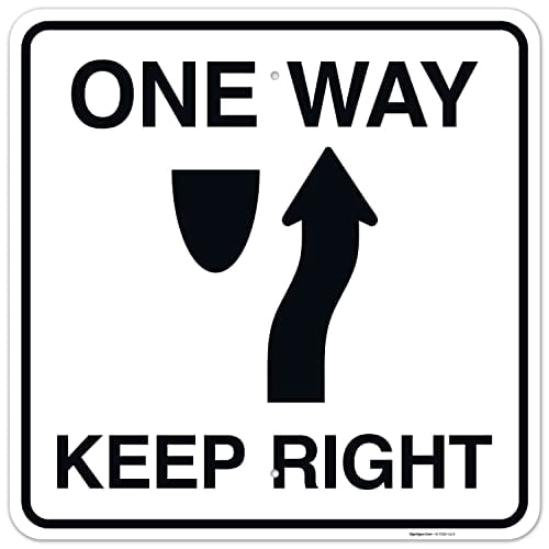 one way keep right sign, 24x24 inches, rust free .063 aluminum, fade ...