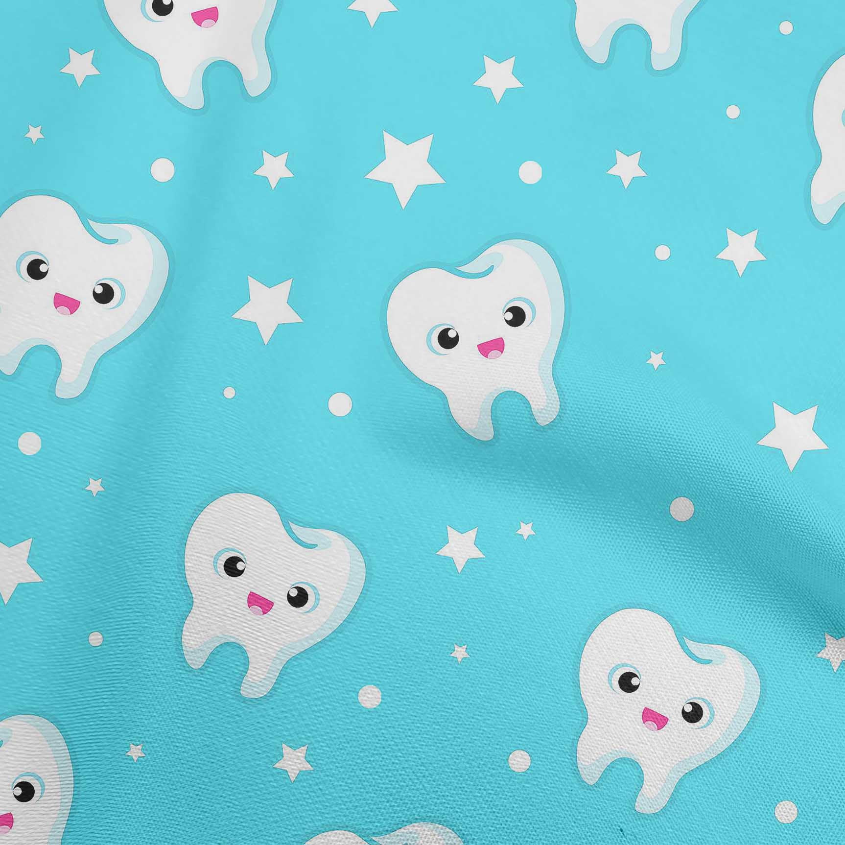 oneOone Cotton Cambric Aqua Blue Fabric Teeth Diy Clothing Quilting ...