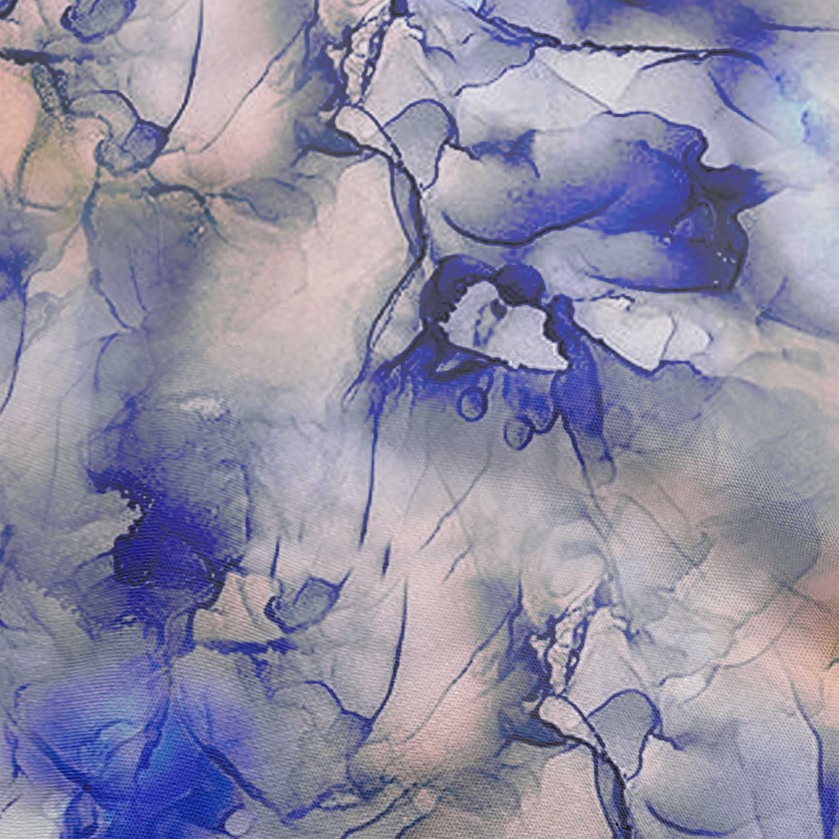 oneOone Cotton Cambric Blue Fabric Abstract Floral Sewing Craft ...