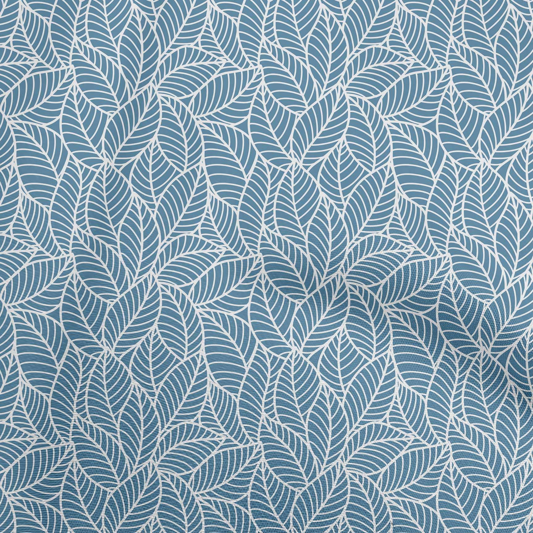 oneOone Cotton Cambric Blue Fabric Texture Leaf Fabric For Sewing ...