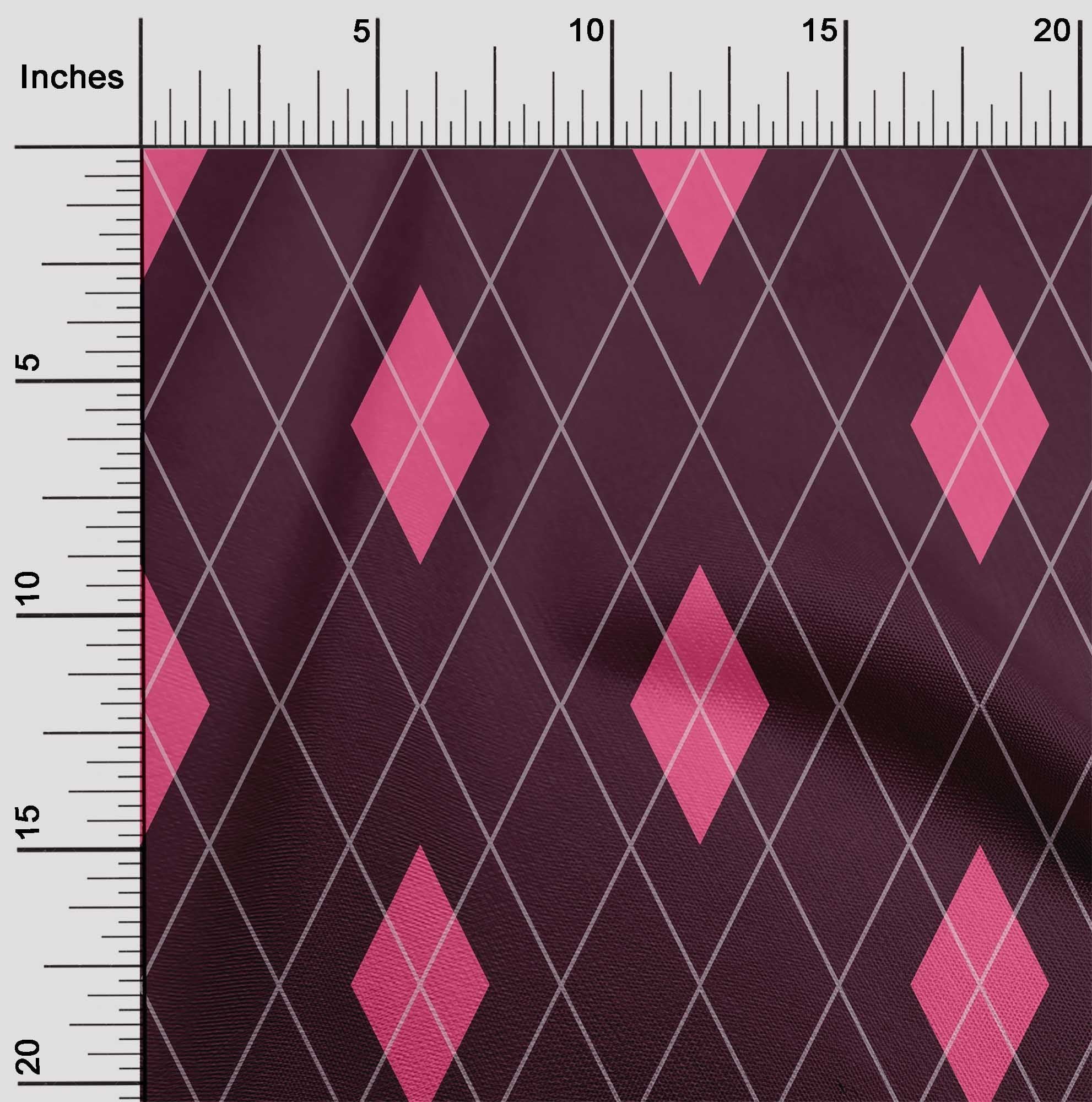 oneOone Cotton Cambric Dark Brown Fabric Argyle Check Craft Projects ...