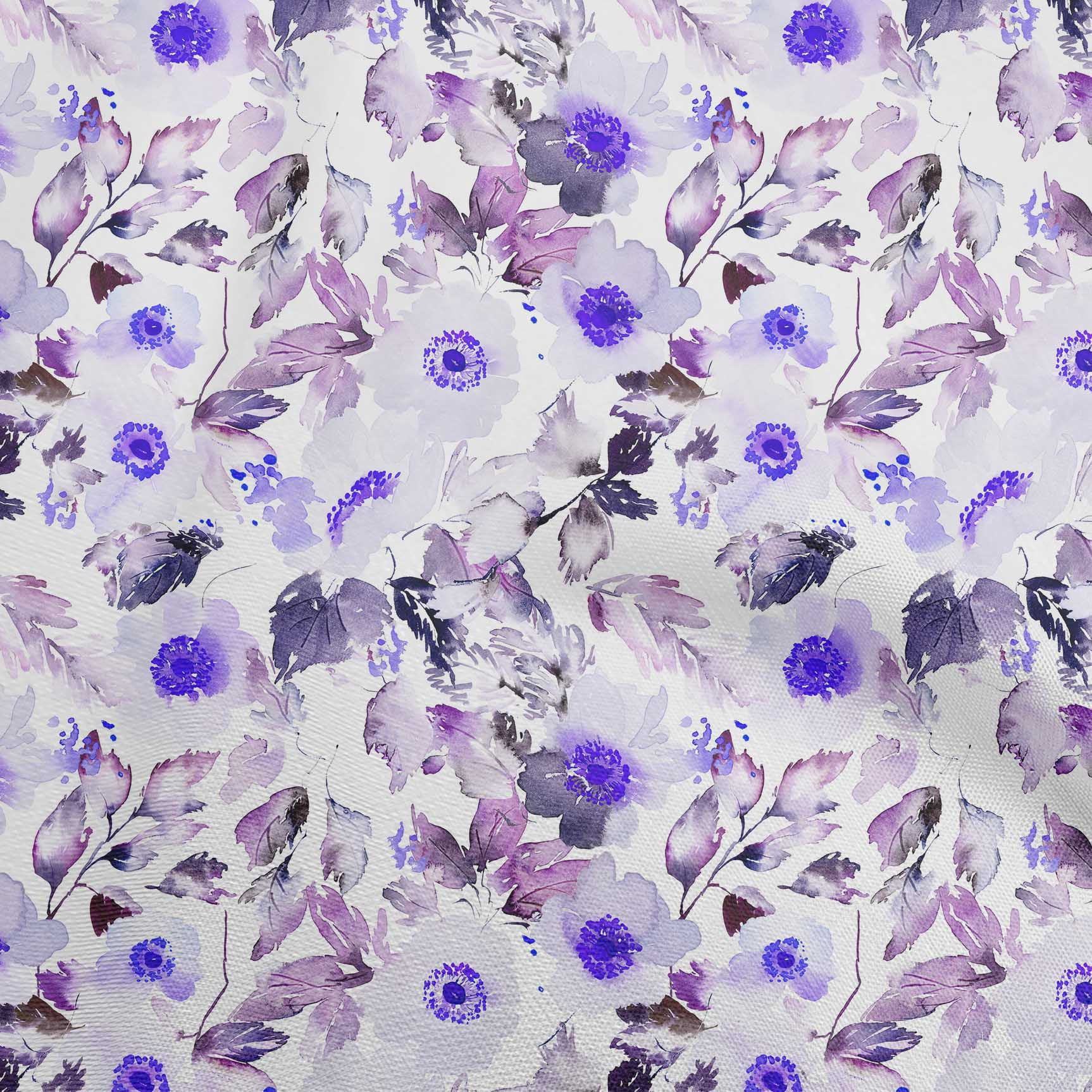 oneOone Cotton Cambric Dark Purple Fabric Florals Dress Material Fabric ...