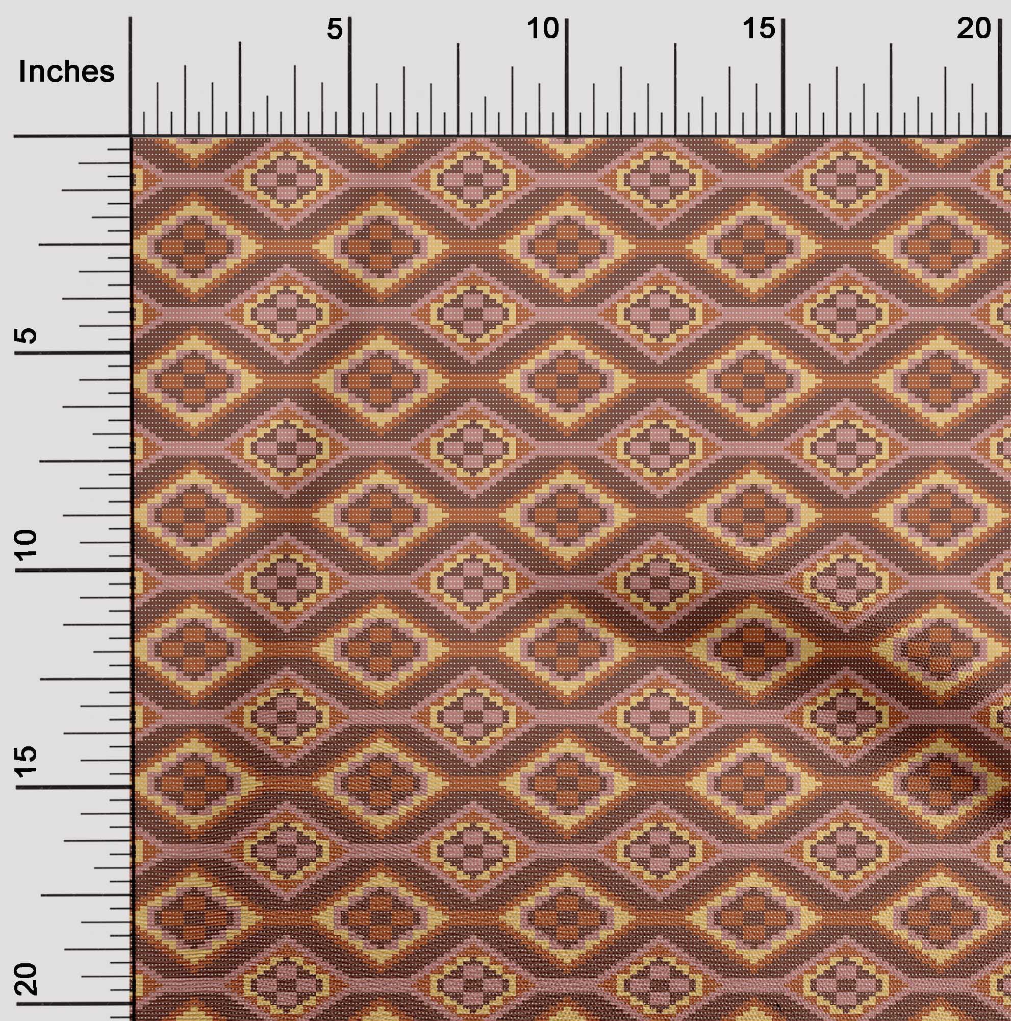 oneOone Cotton Cambric Fabric Aztec Flame Stitch_Printed Craft Fabric ...