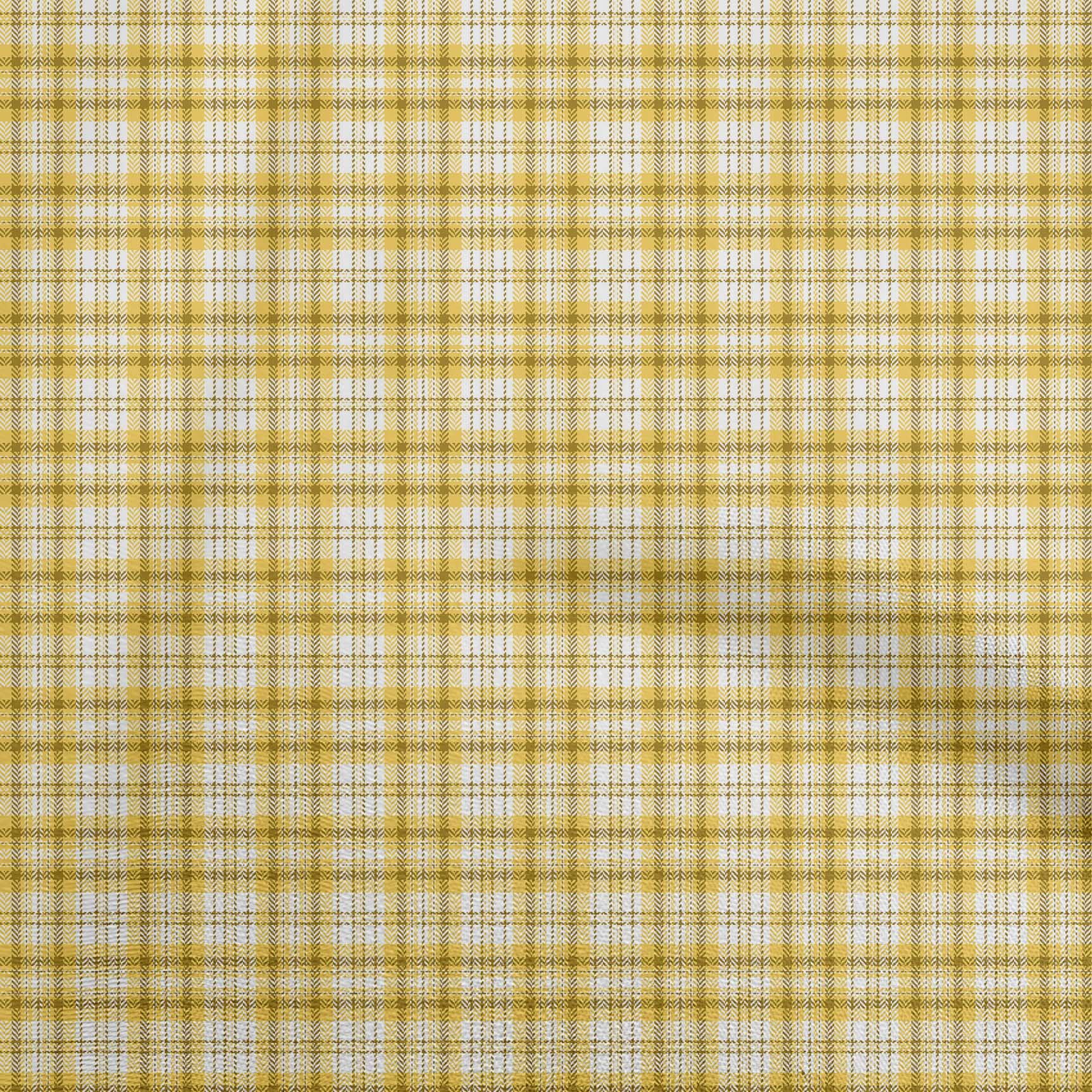 oneOone Cotton Cambric Gamboge Yellow Fabric Check Diy Clothing ...