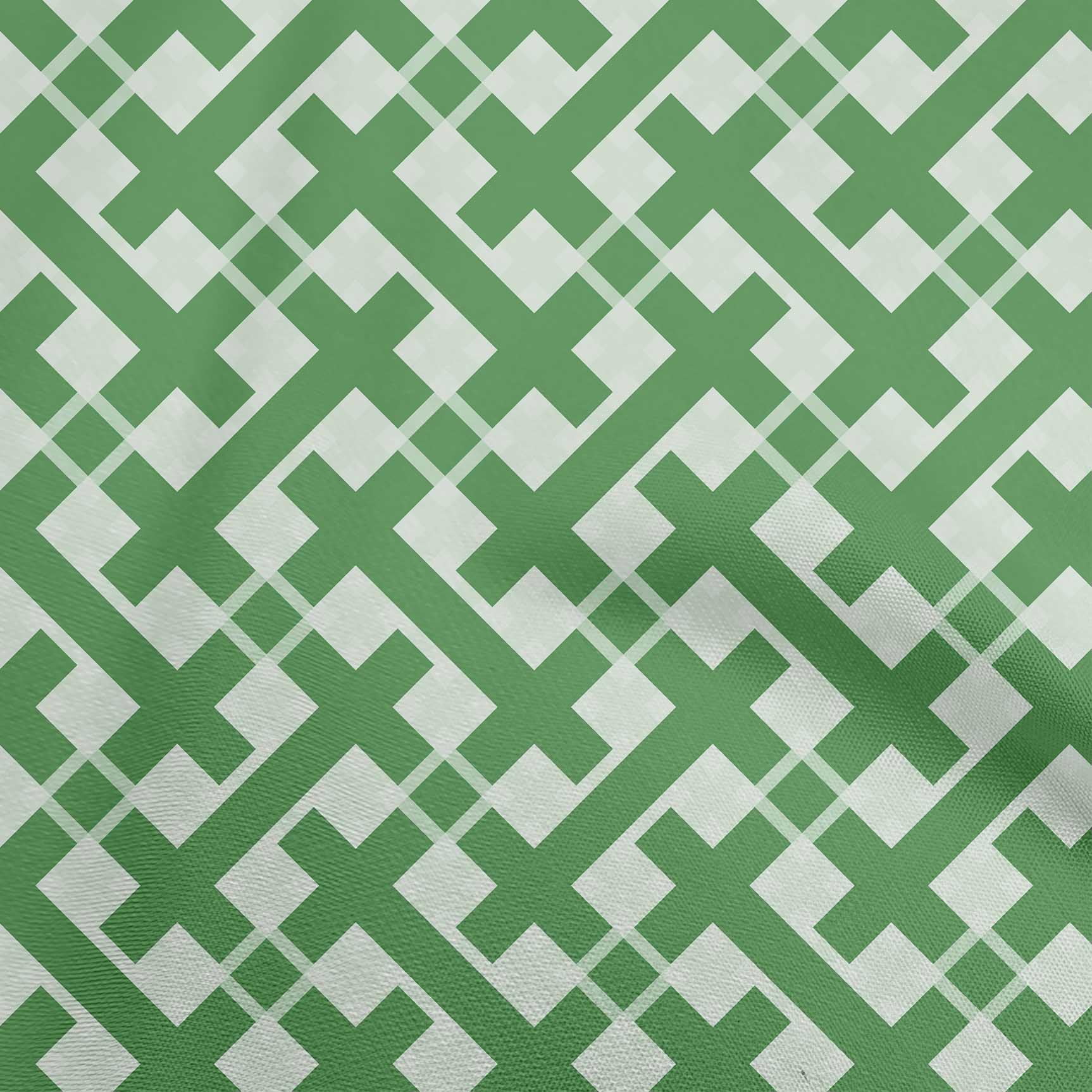 oneOone Cotton Cambric Green Fabric Check Quilting Supplies Print ...