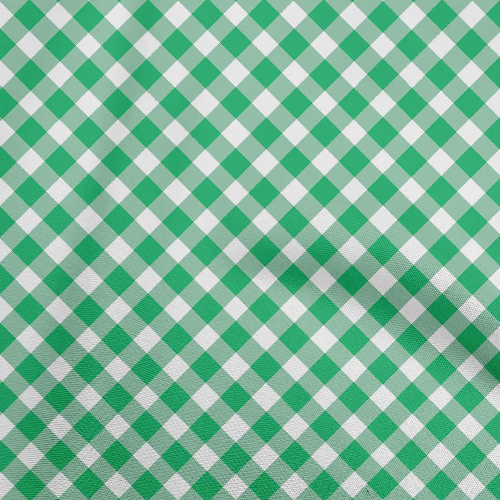 oneOone Cotton Cambric Green Fabric Gingham Check Diy Clothing Quilting ...