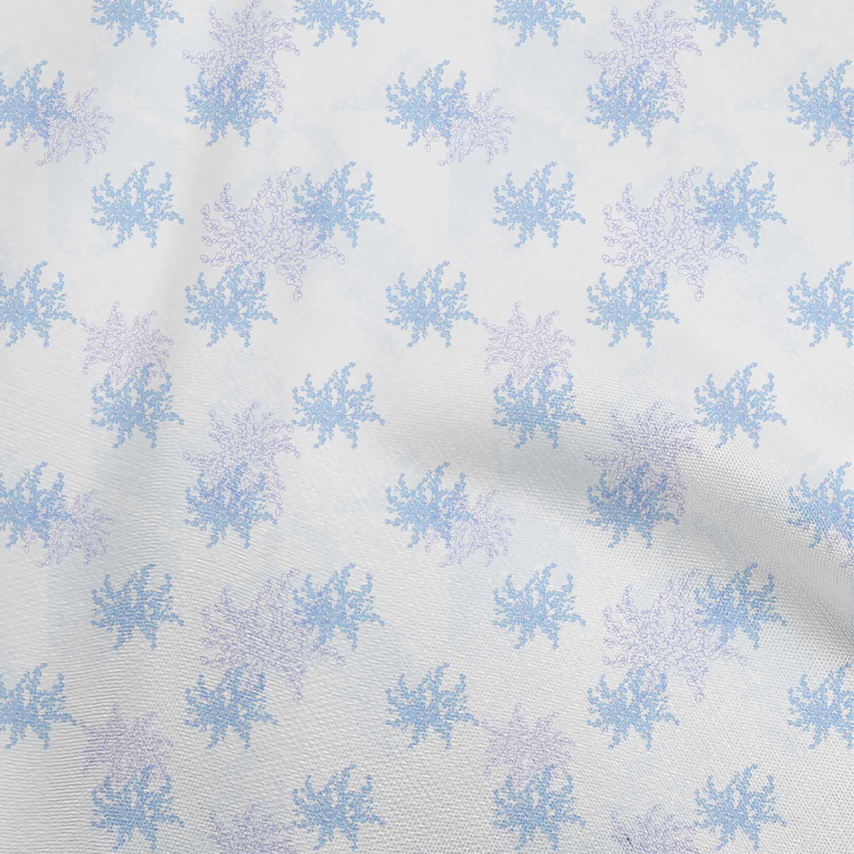 oneOone Cotton Cambric Light Blue Fabric Watercolor Floral Diy Clothing ...