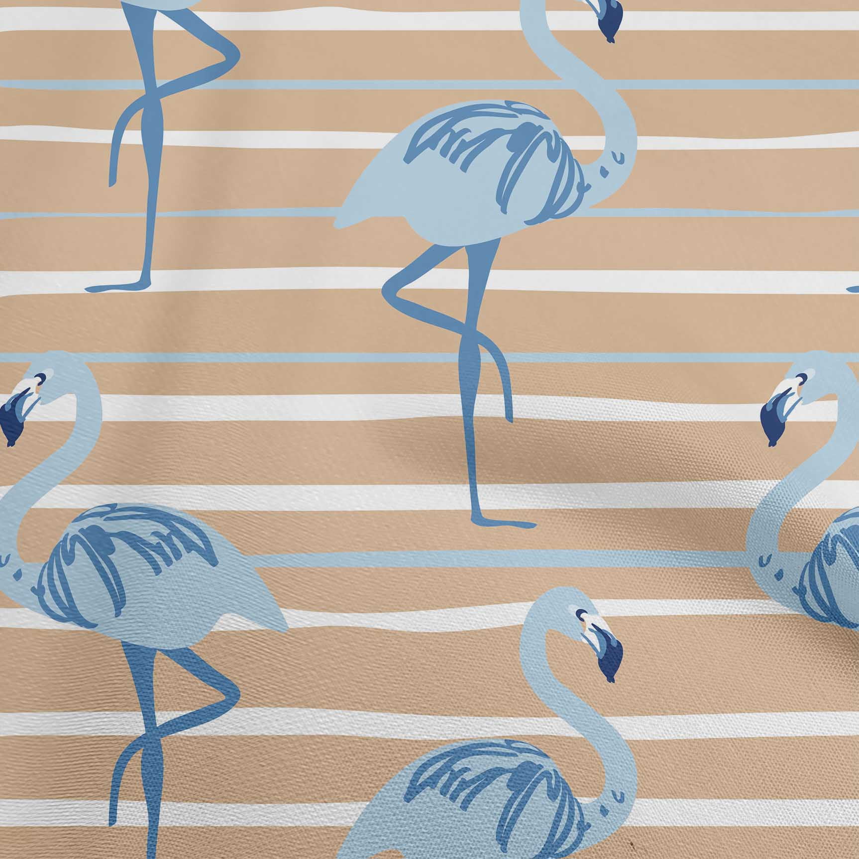 oneOone Cotton Cambric Light Brown Fabric Tropical Flamingo With ...