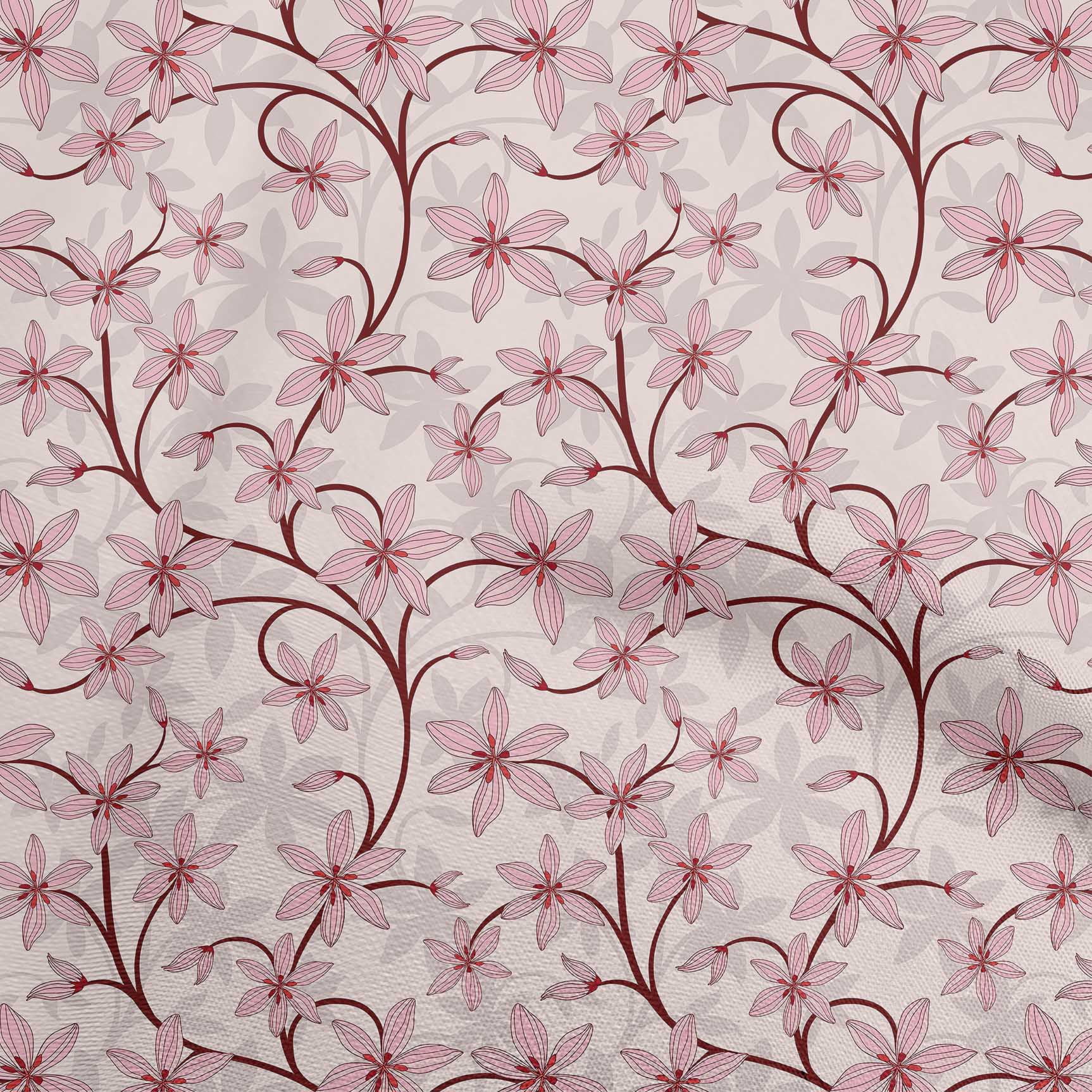 oneOone Cotton Cambric Light Pink Fabric Floral Retro Quilting Supplies ...
