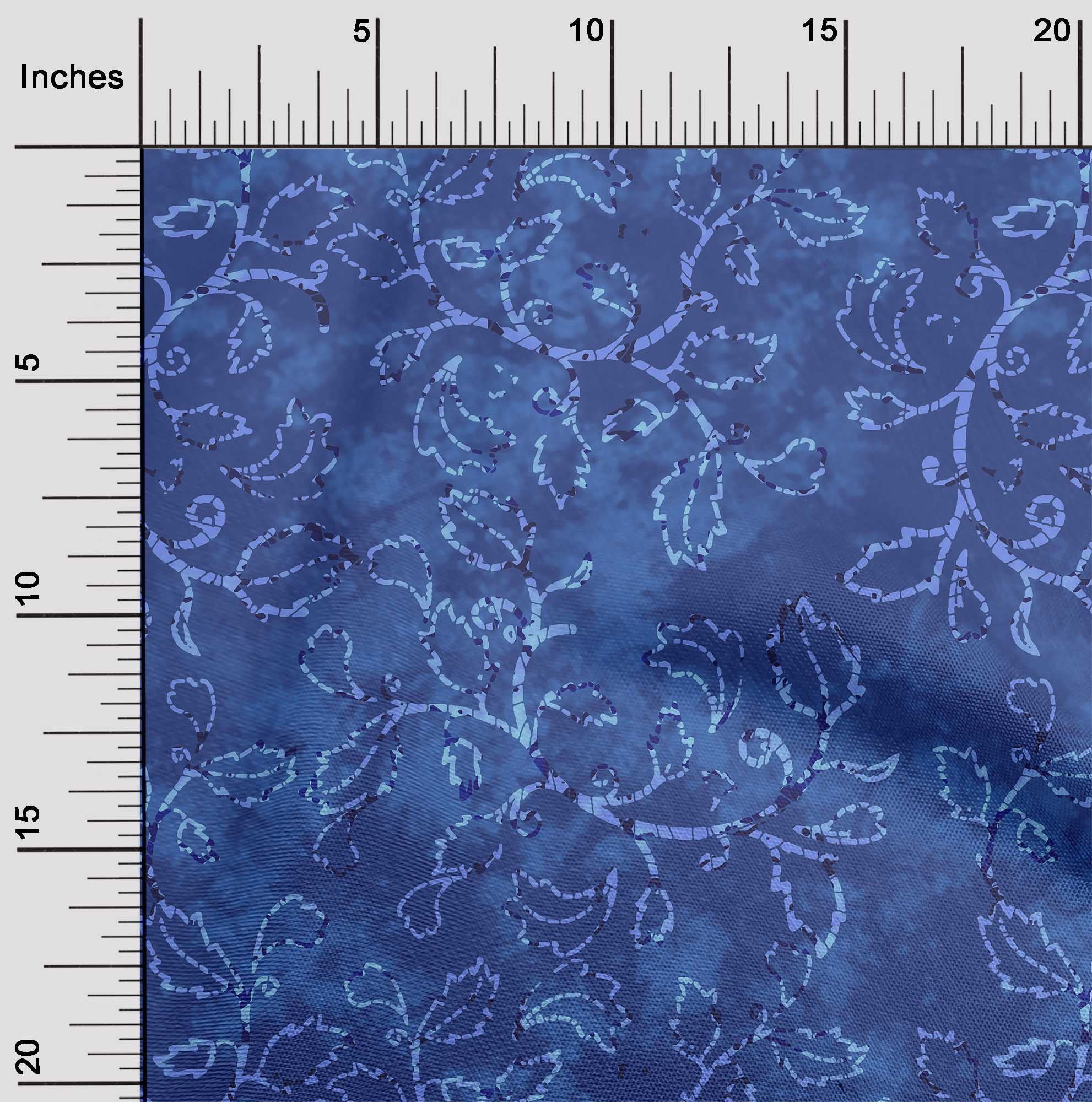 oneOone Cotton Cambric Medium Blue Fabric Batik Sewing Material Print ...