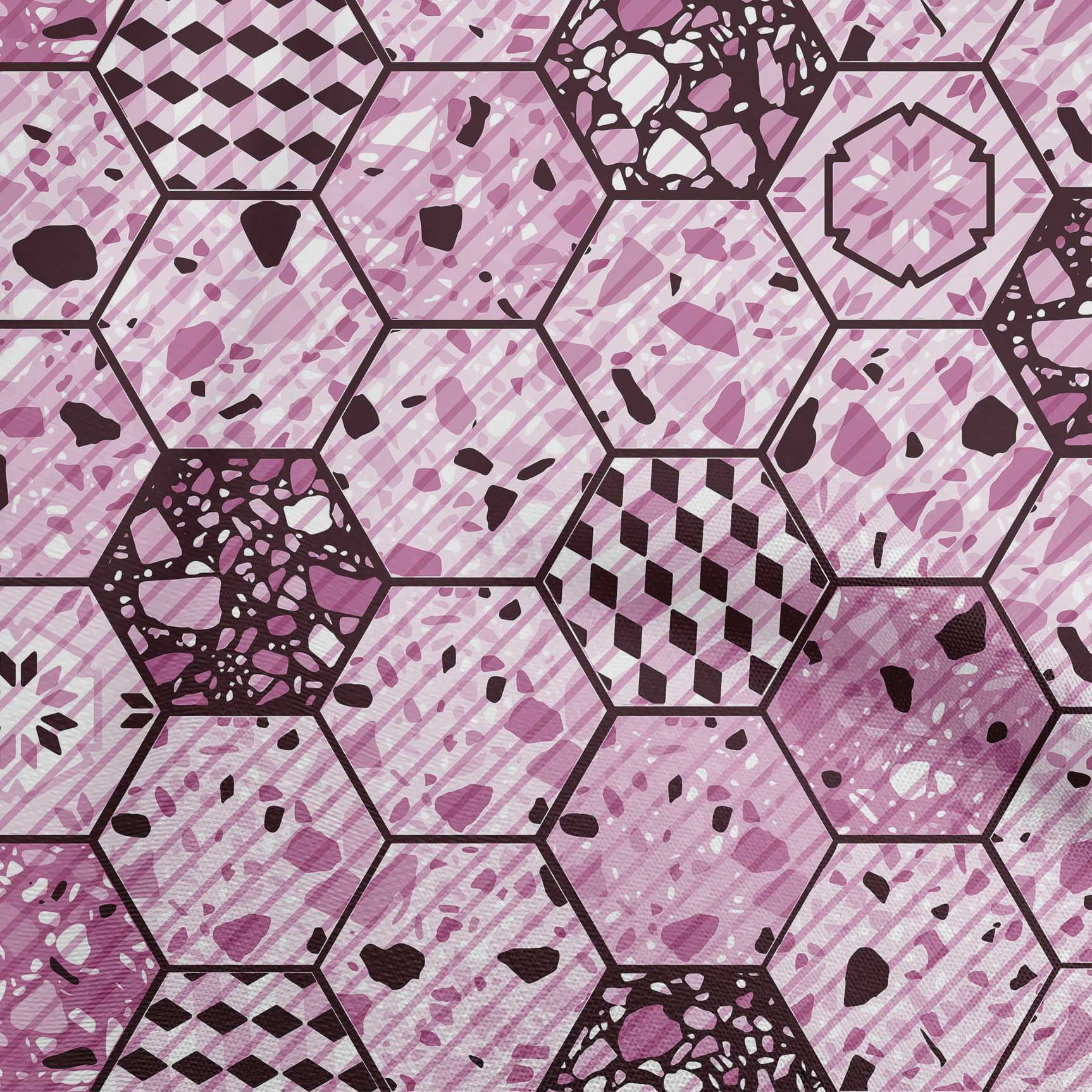 oneOone Cotton Cambric Pink Fabric Geometrical Hexagon Stone Texture ...