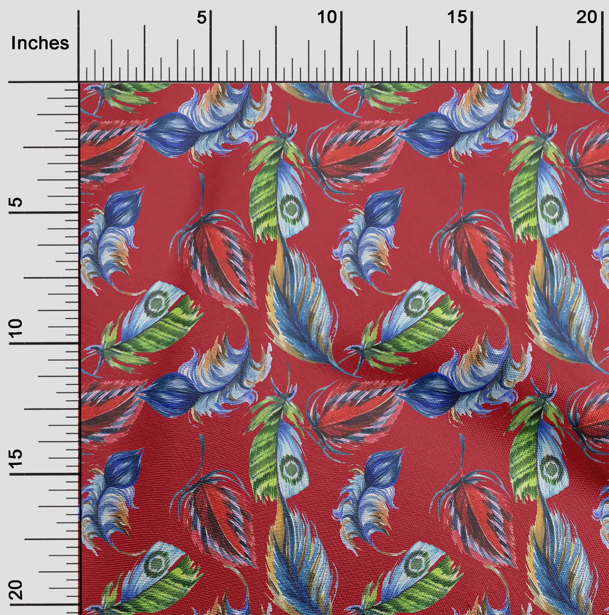 oneOone Cotton Cambric Red Fabric Feather Feather Craft Project Decor ...