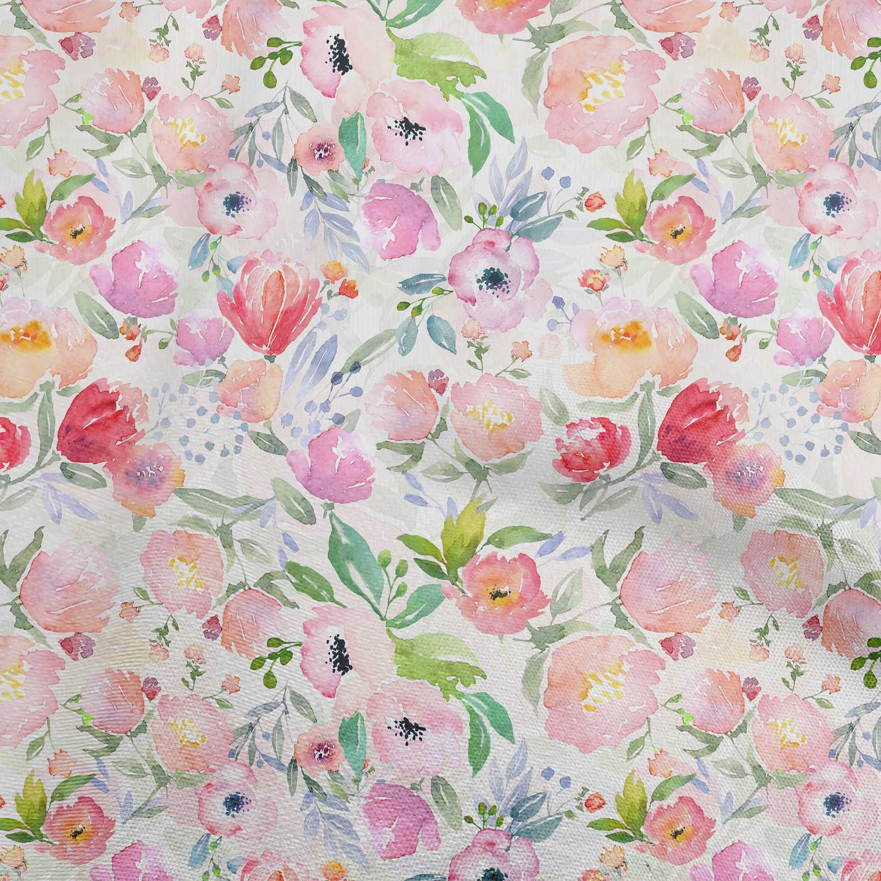 oneOone Cotton Cambric Red Fabric Floral Craft Projects Decor Fabric ...