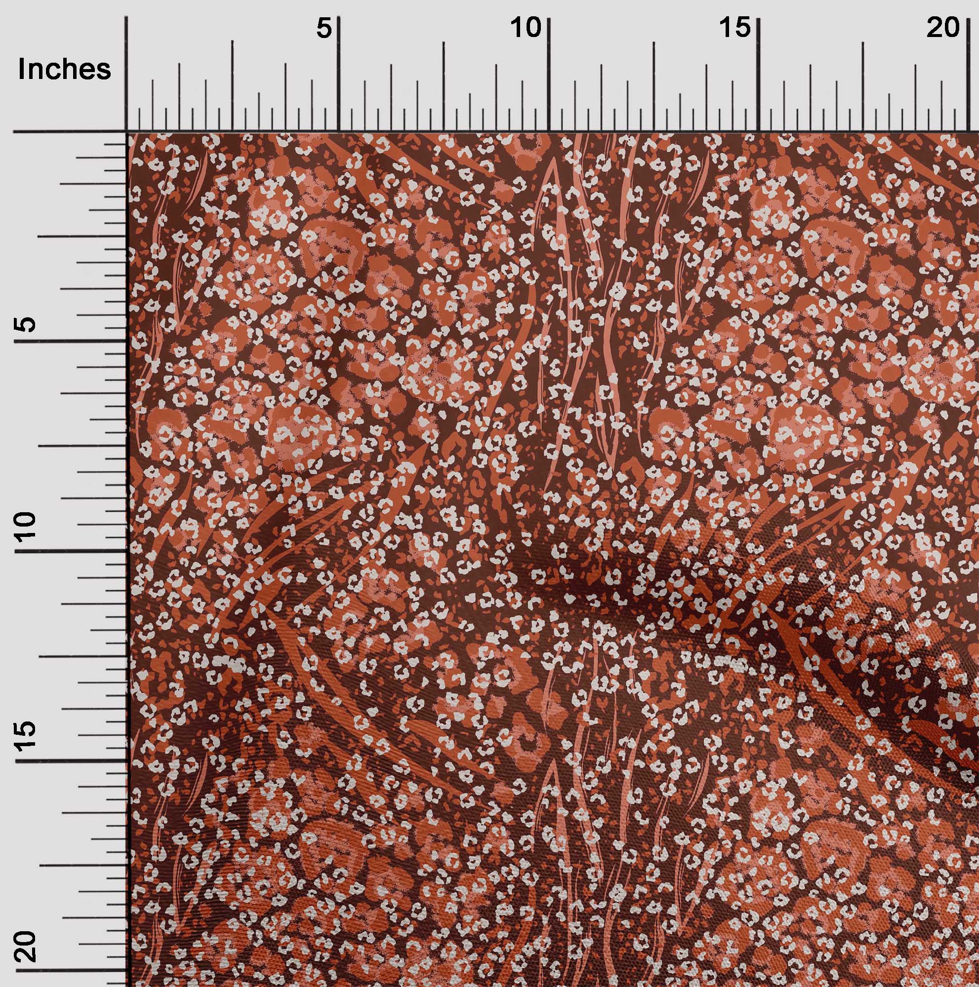 oneOone Cotton Cambric Rust Brown Fabric Leopard Animal Skin Quilting ...