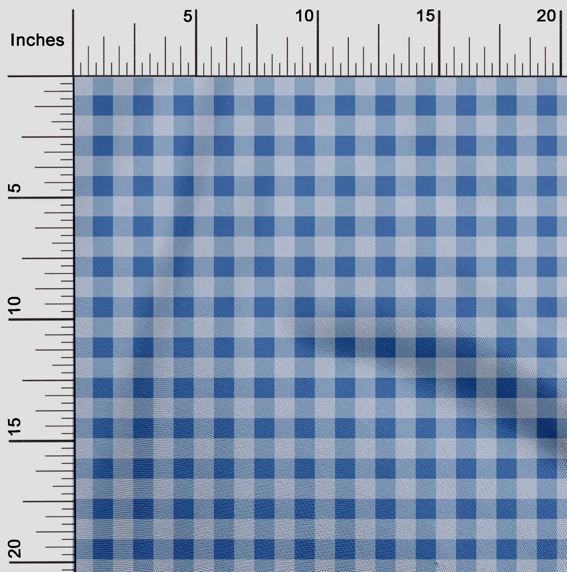 oneOone Cotton Flex Blue Fabric Gingham Check Fabric For Sewing Printed ...