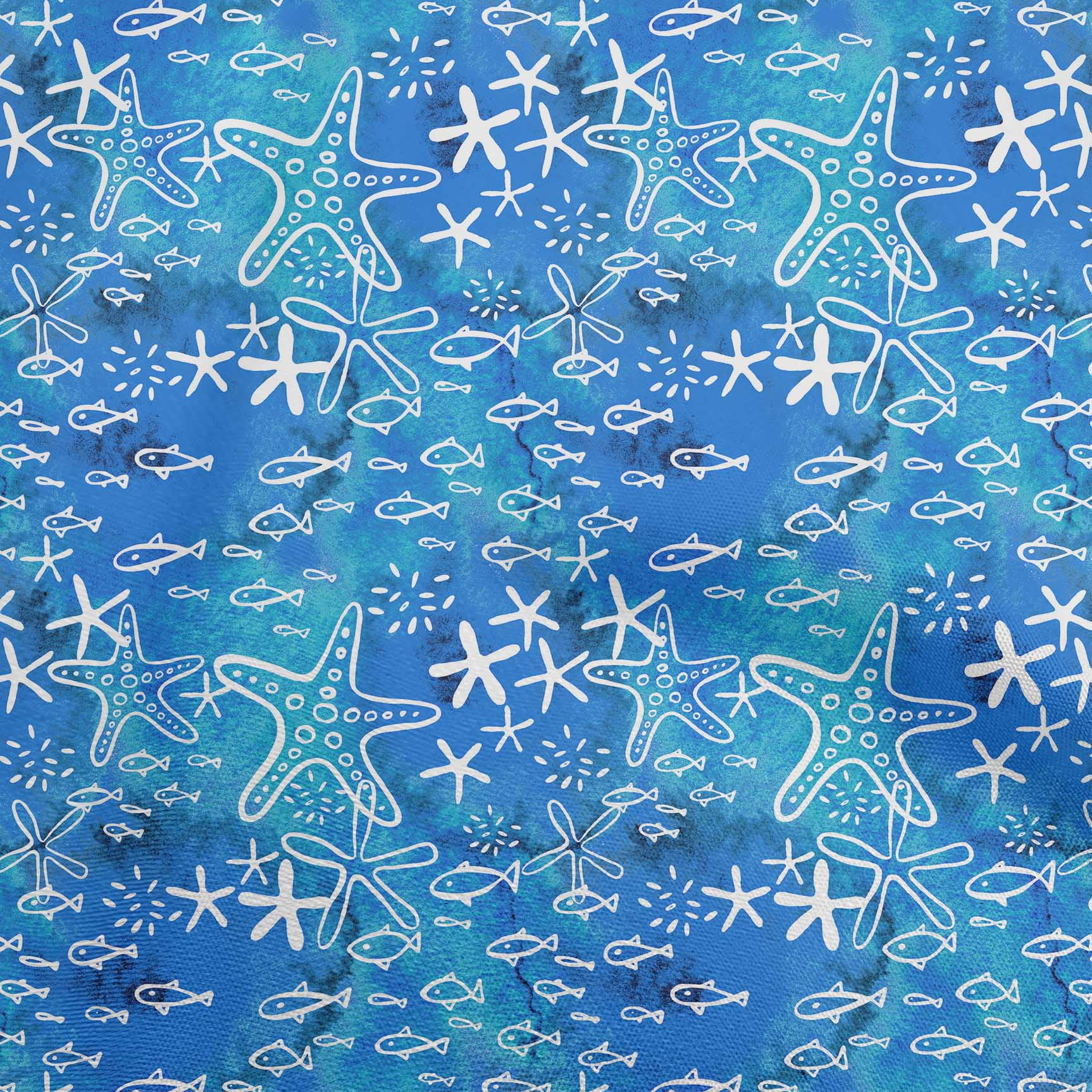 oneOone Cotton Flex Blue Fabric Ocean Underwater Life Diy Clothing ...