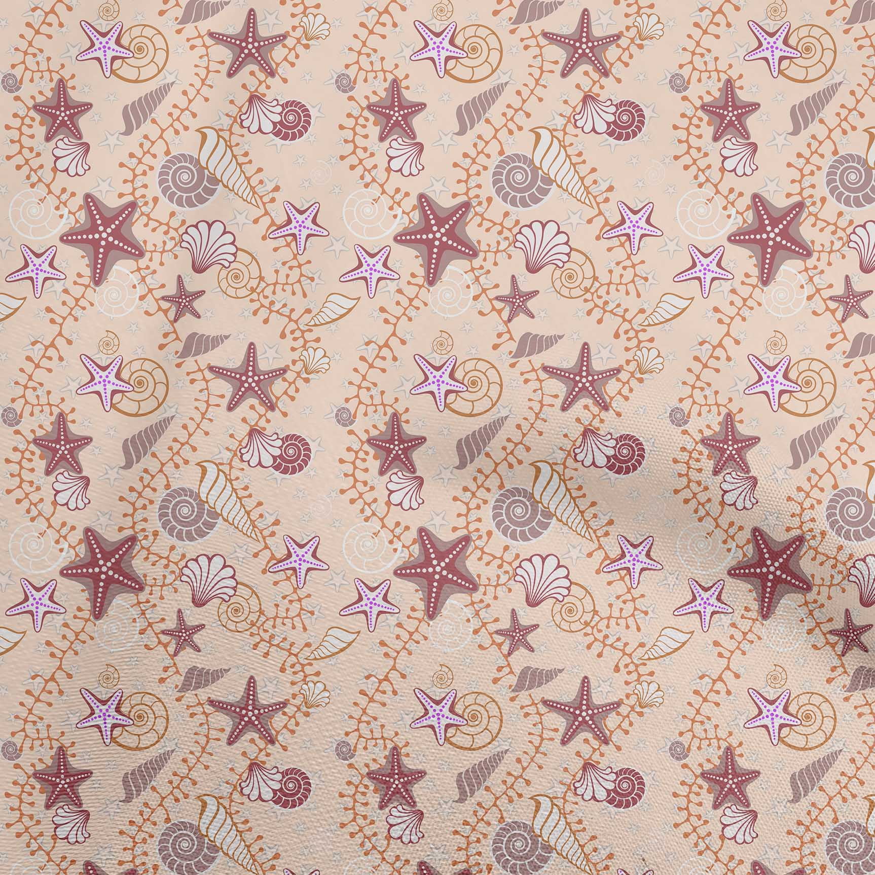 oneOone Cotton Flex Dark Beige Fabric Beach Seashell Sewing Craft ...