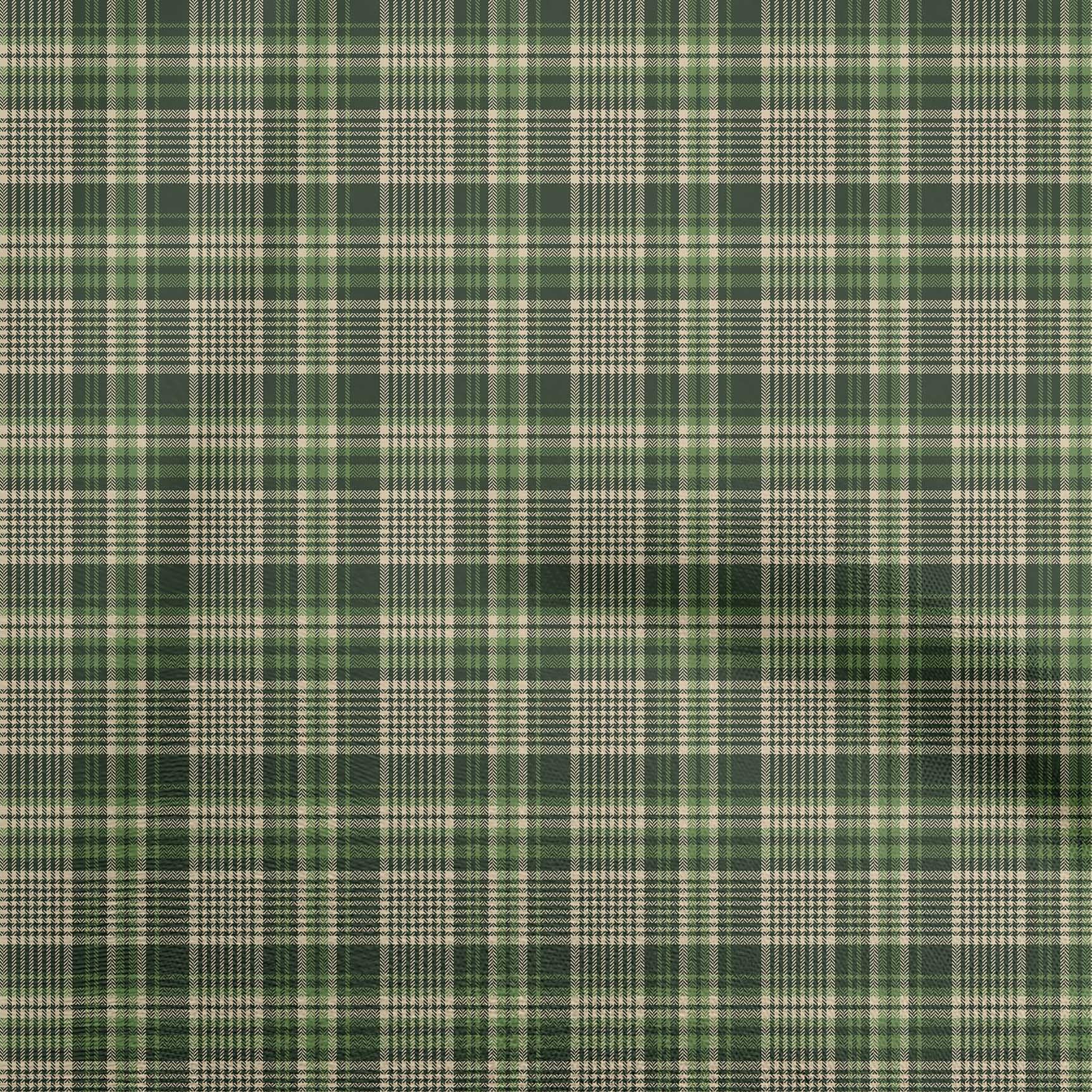 oneOone Cotton Flex Dark Green Fabric Check Diy Clothing Quilting ...