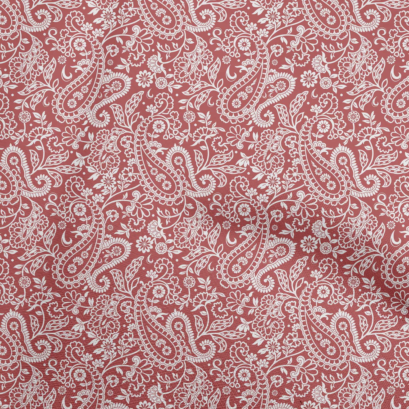 oneOone Cotton Flex Dark Peach Fabric Paisley Sewing Material Print ...
