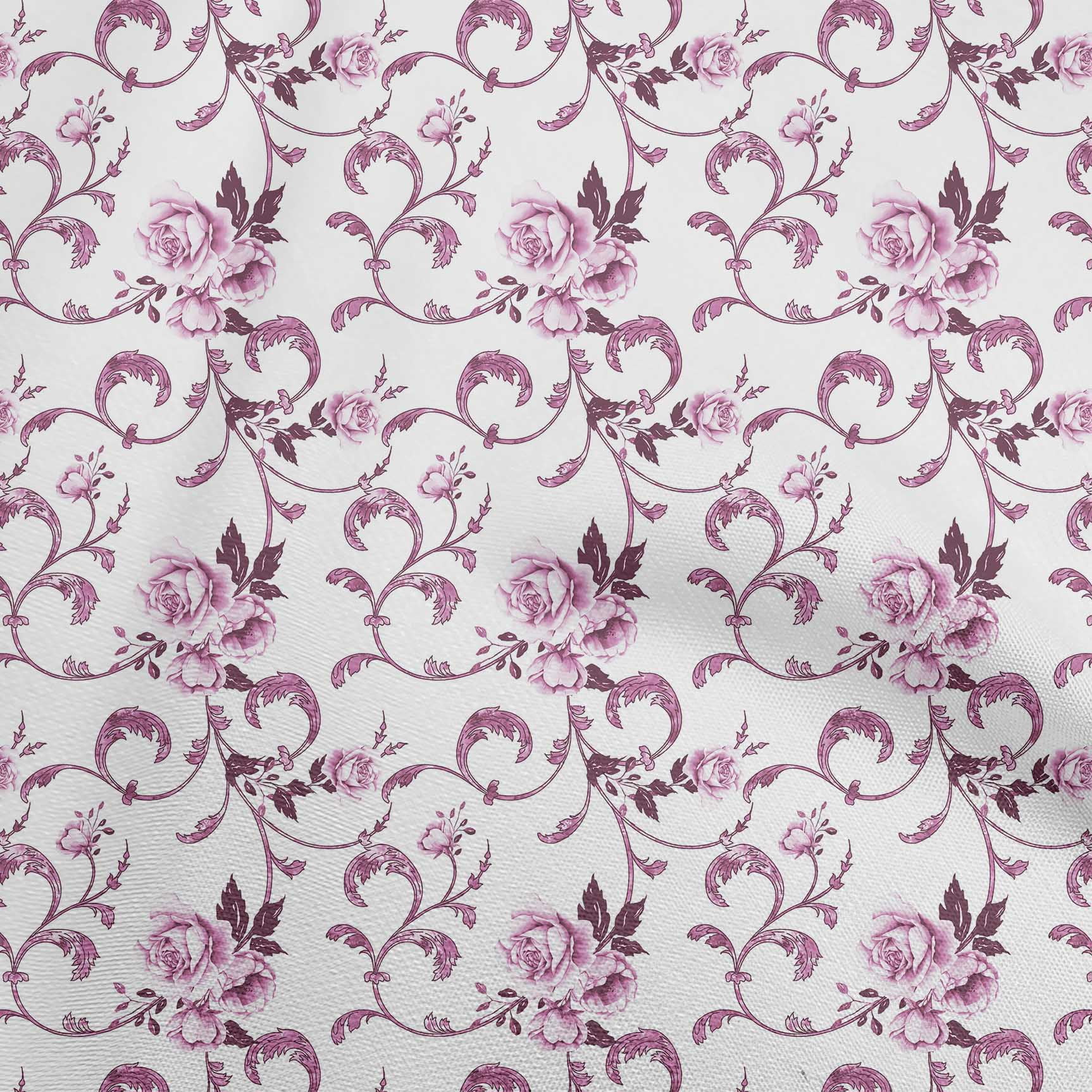 oneOone Cotton Flex Dusty Purple Fabric Asian Pottery Floral Sewing ...