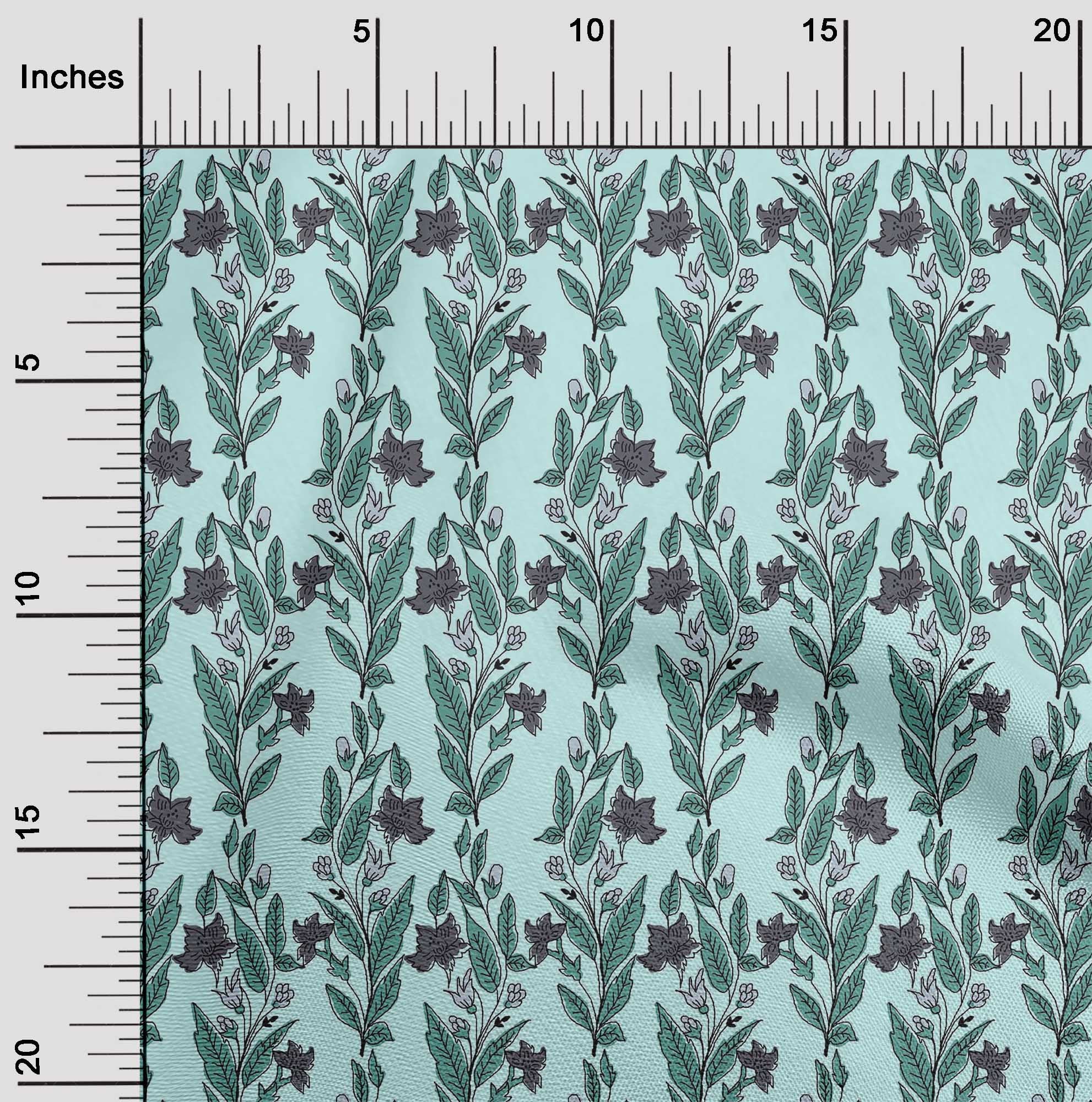 oneOone Cotton Flex Fabric Leaves & Floral Block Fabric Prints By Yard ...