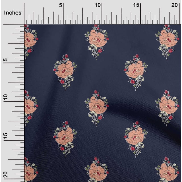 oneOone Cotton Flex Fabric Leaves & Floral Block Printed Craft Fabric ...