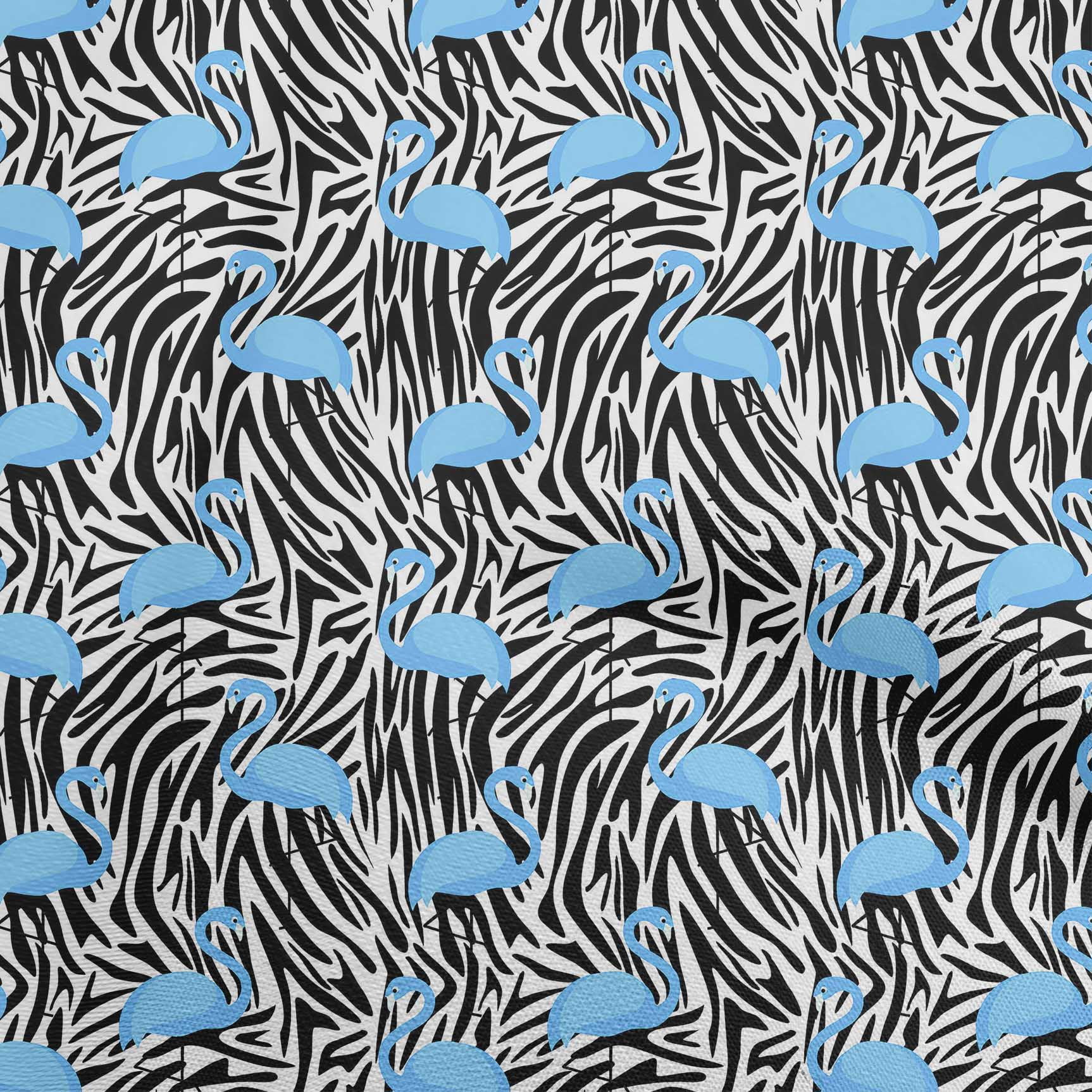 oneOone Cotton Flex Light Blue Fabric Flamingo Dress Material Fabric ...
