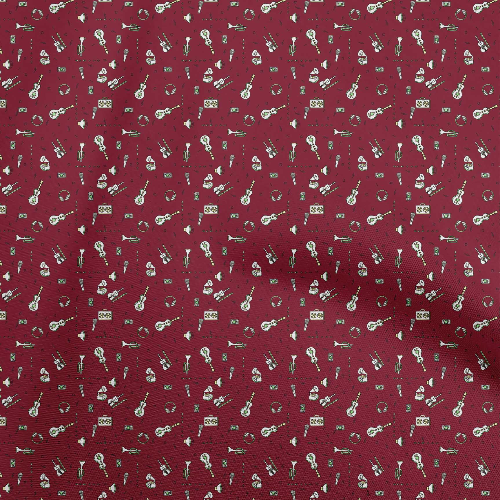 oneOone Cotton Flex Maroon Fabric Musical Instruments Quilting Supplies ...