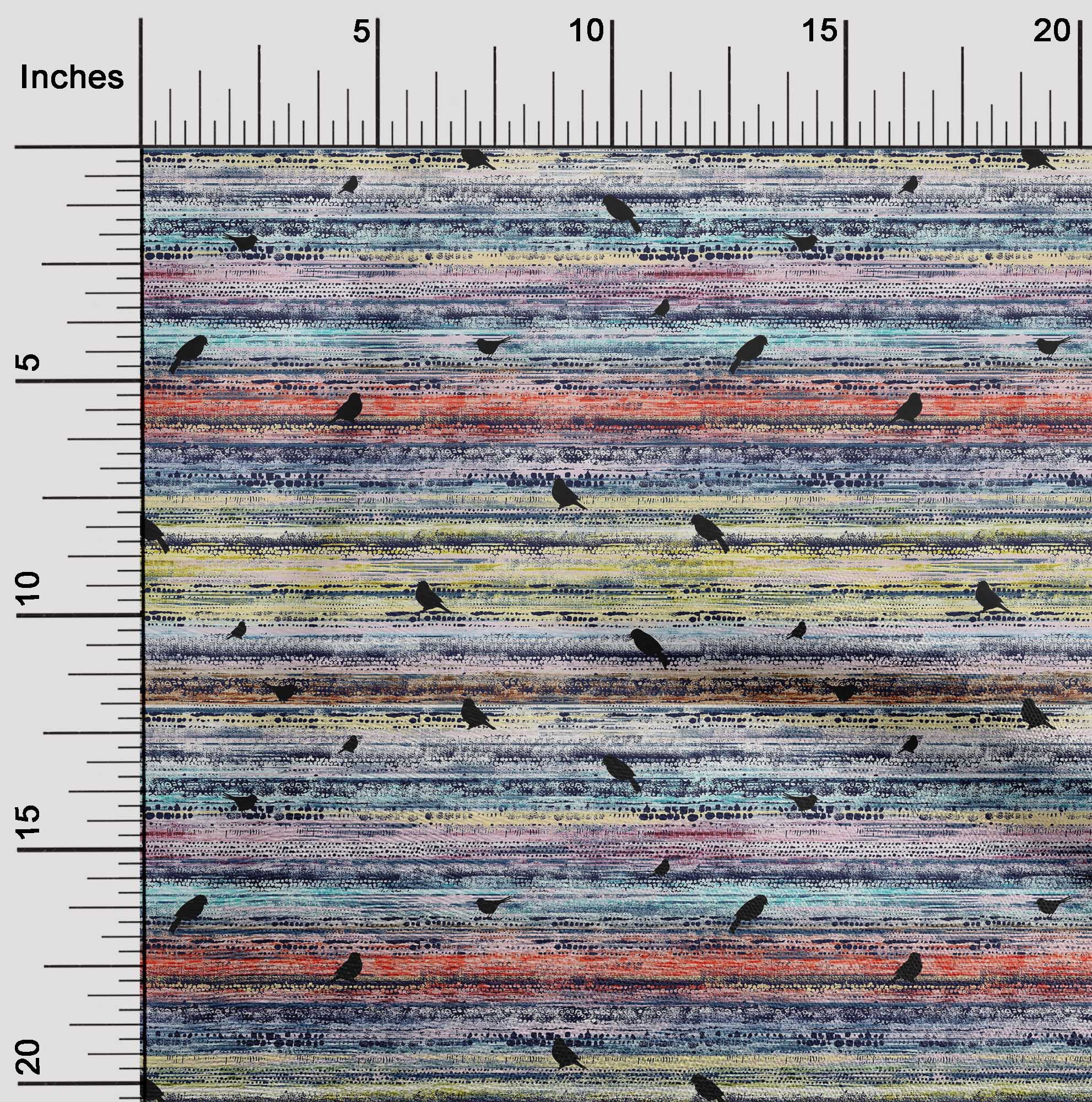 oneOone Cotton Flex Multicolor Fabric Bird & Stripe Texture Dress ...