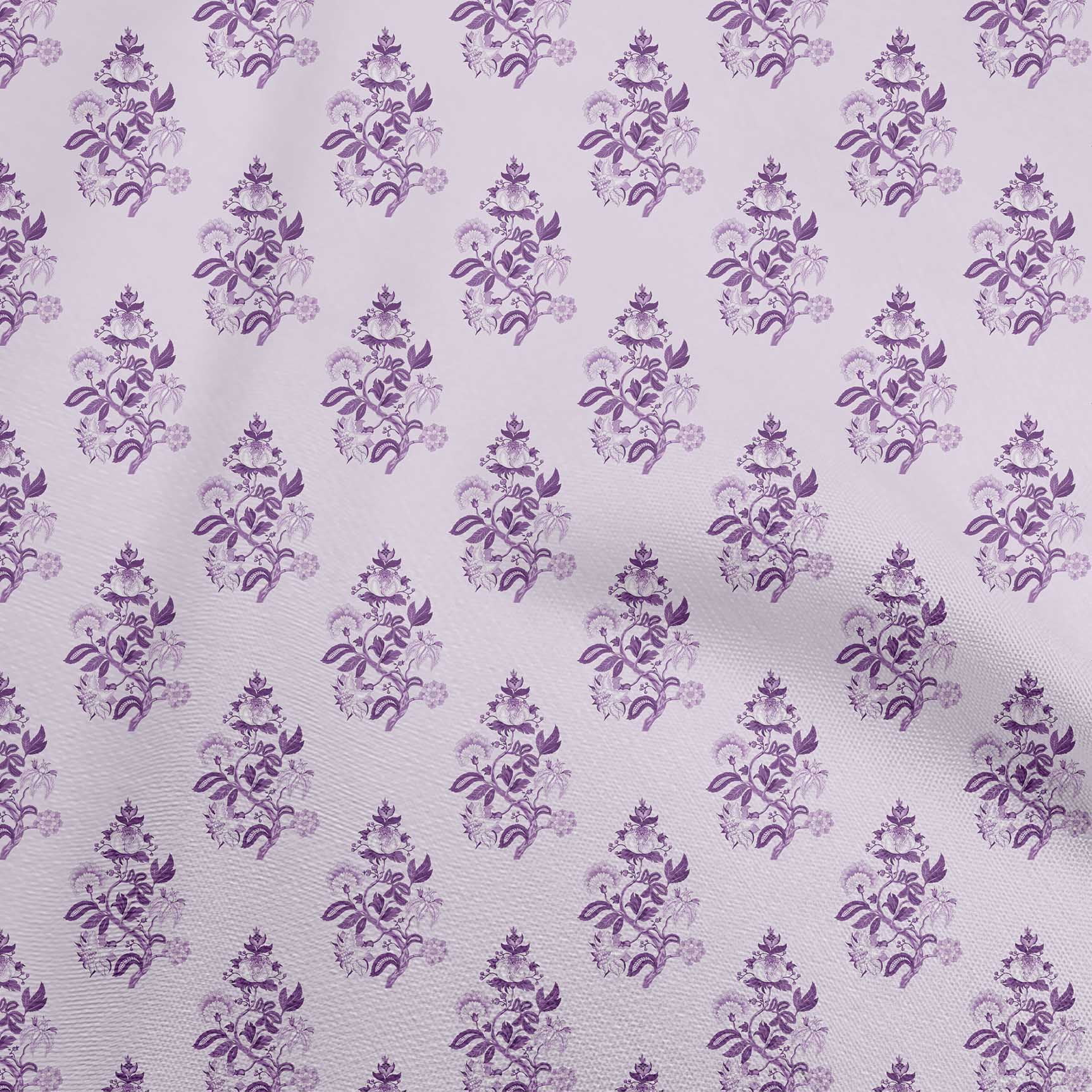 oneOone Cotton Flex Purple Fabric Jacobean Floral Sewing Fabric By The ...