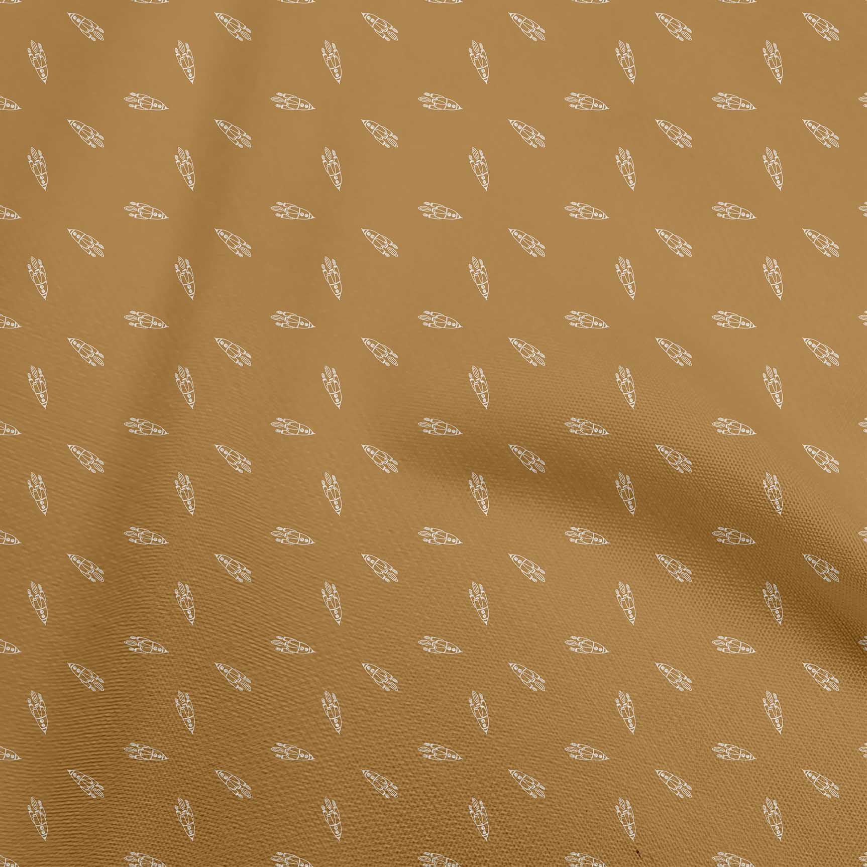 oneOone Cotton Flex Rust Brown Fabric Retro Rocket Minimal Diy Clothing ...
