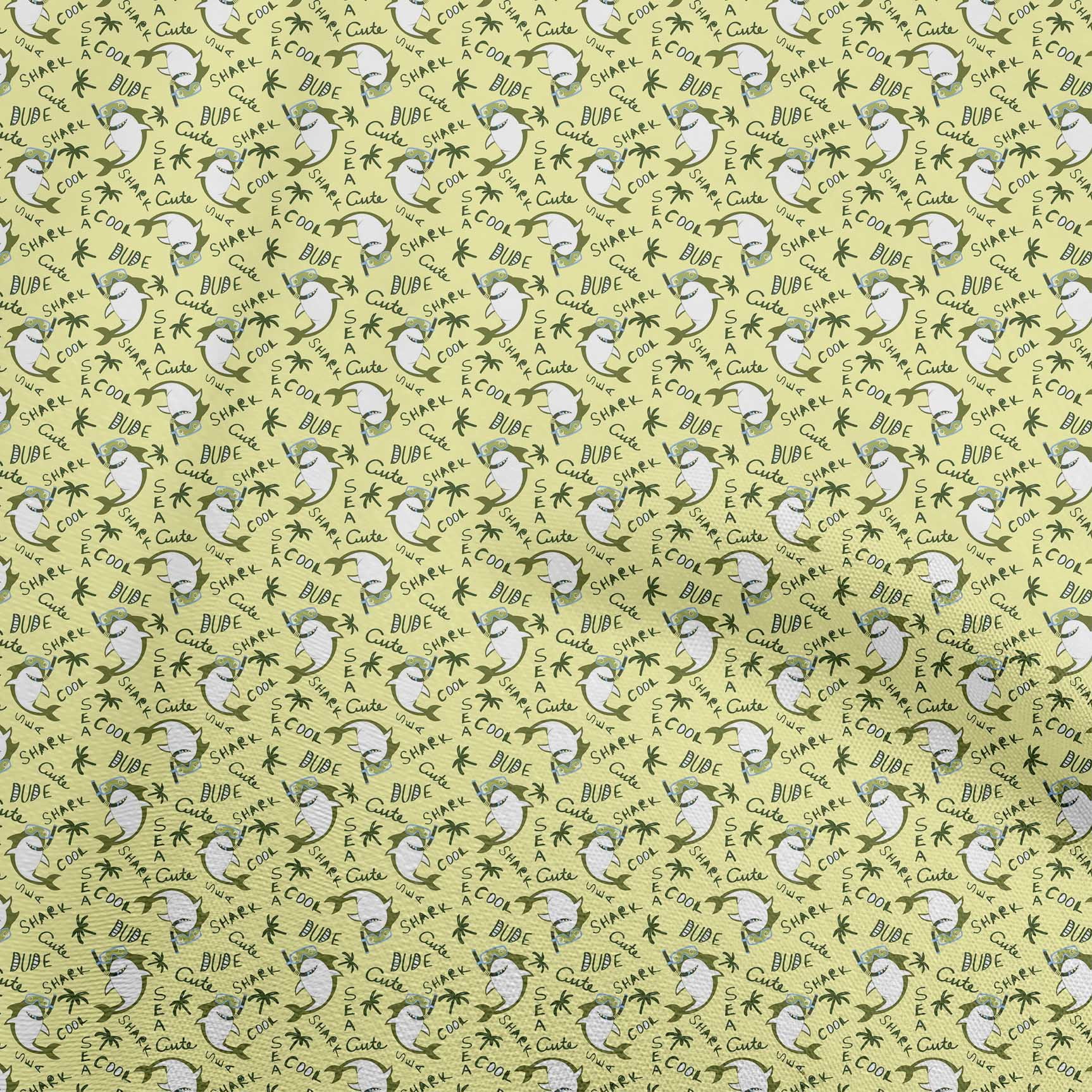 oneOone Cotton Flex Yellow Fabric Beach Sewing Material Print Fabric By ...