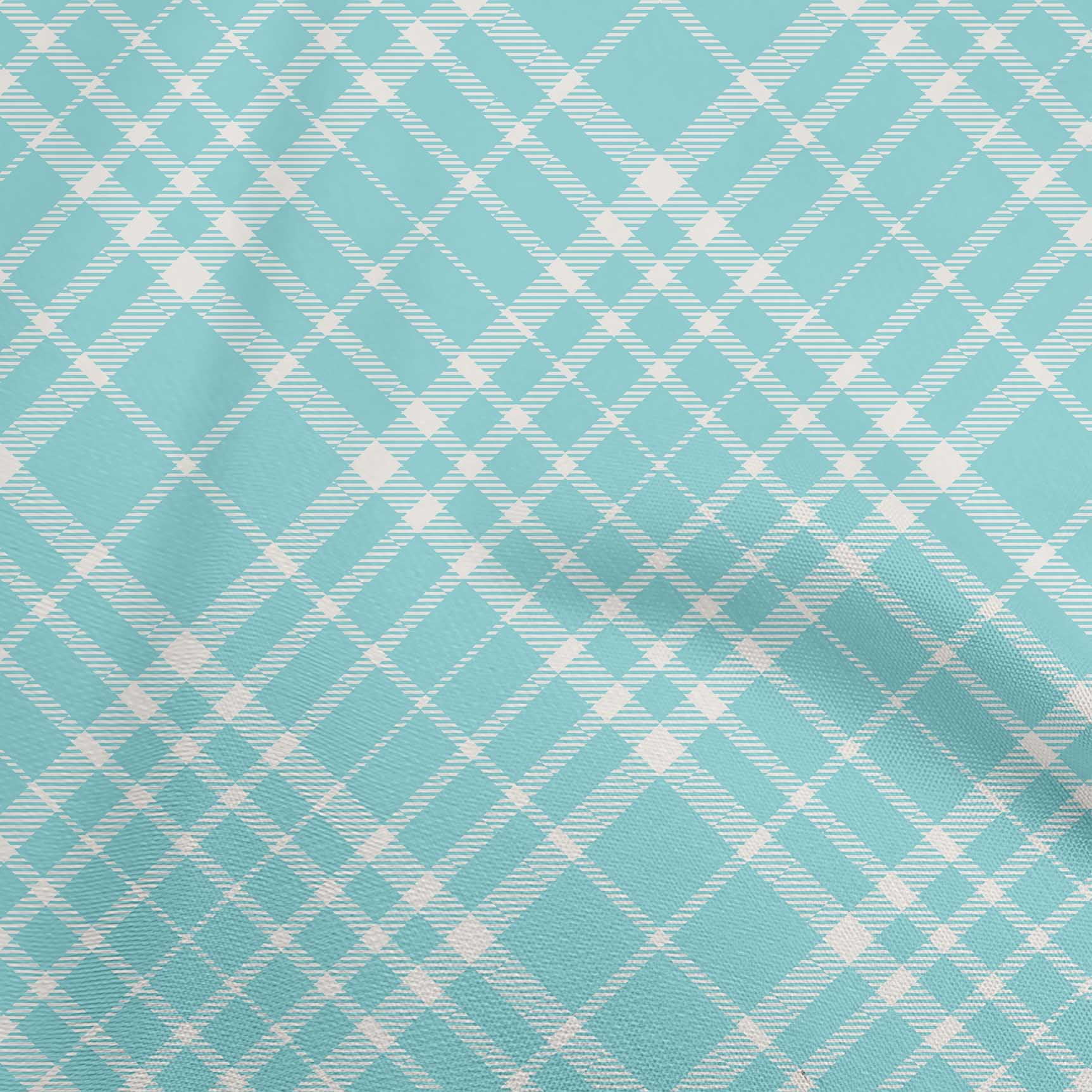 oneOone Cotton Jersey Baby Blue Fabric Check Diy Clothing Quilting ...