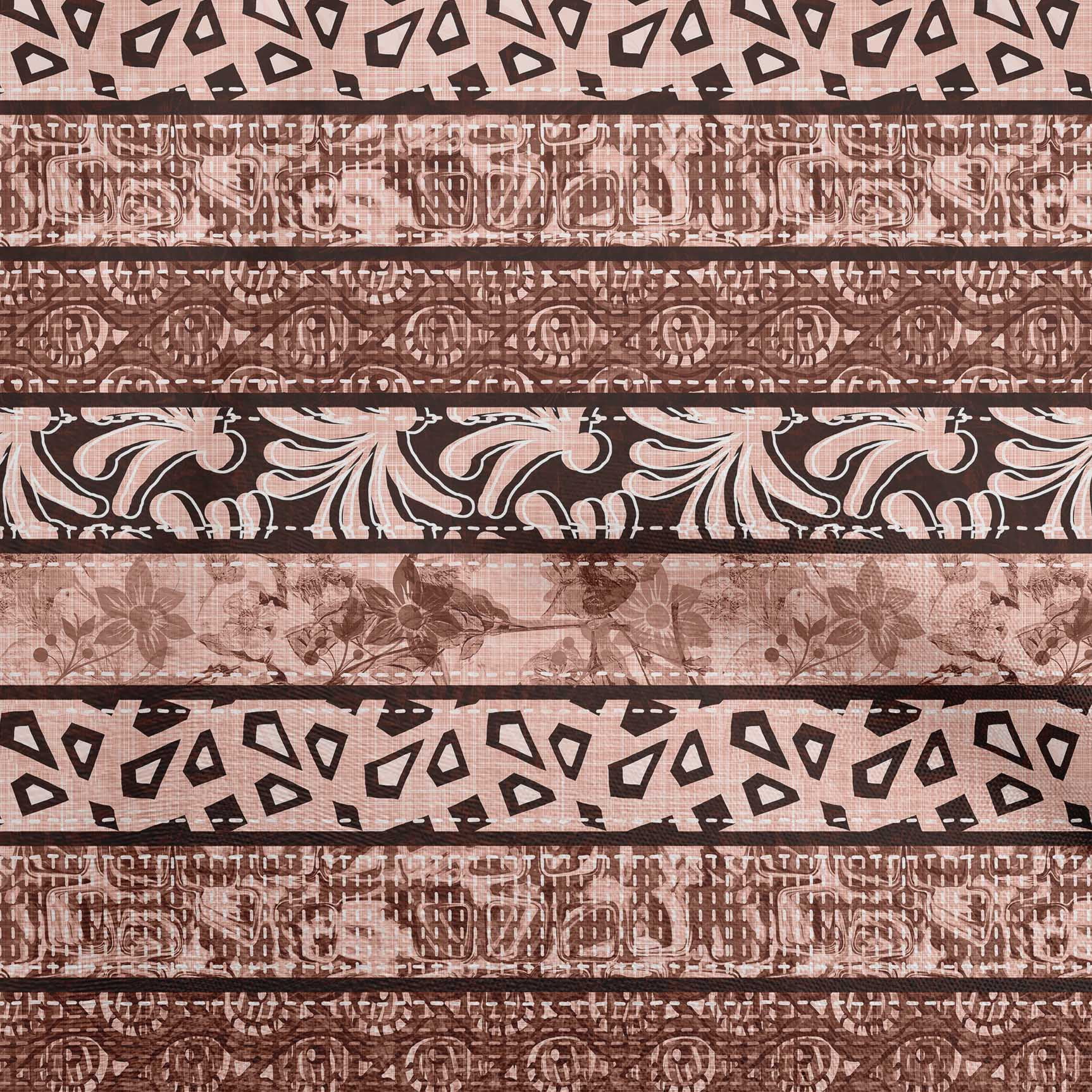 oneOone Cotton Jersey Chocolate Brown Fabric Mix Block Pattern Fabric ...