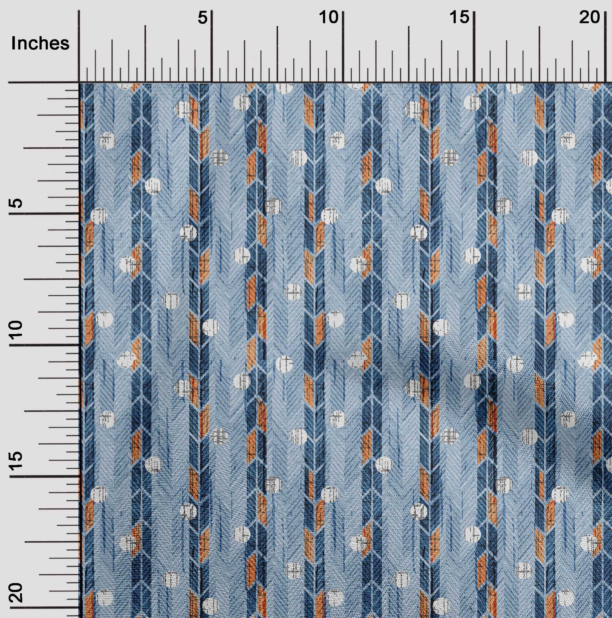 oneOone Cotton Jersey Dusty Blue Fabric Circle & Texture Sewing Fabric ...