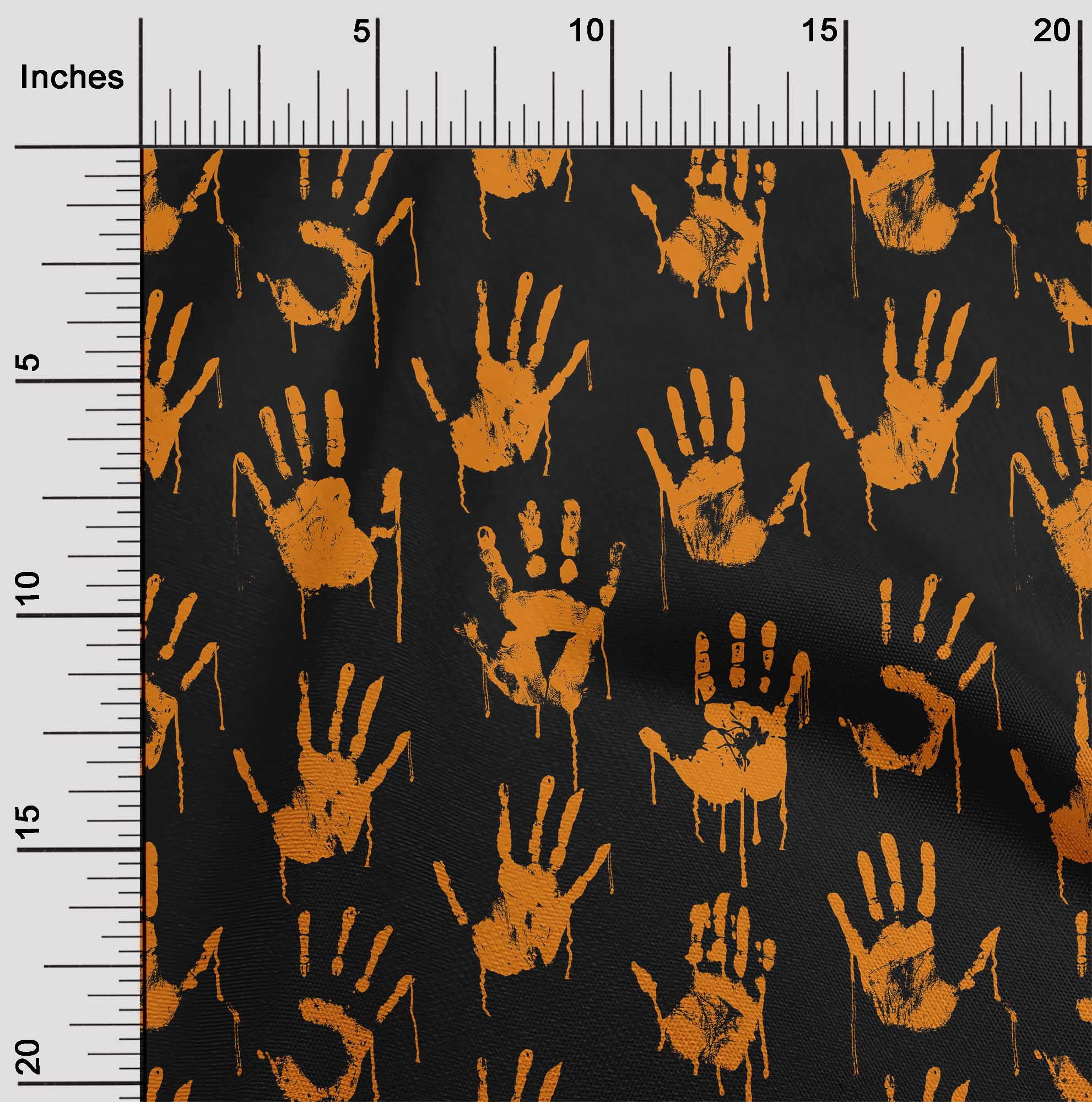 oneOone Cotton Jersey Mustard Yellow Fabric Handprint Skull Sewing ...