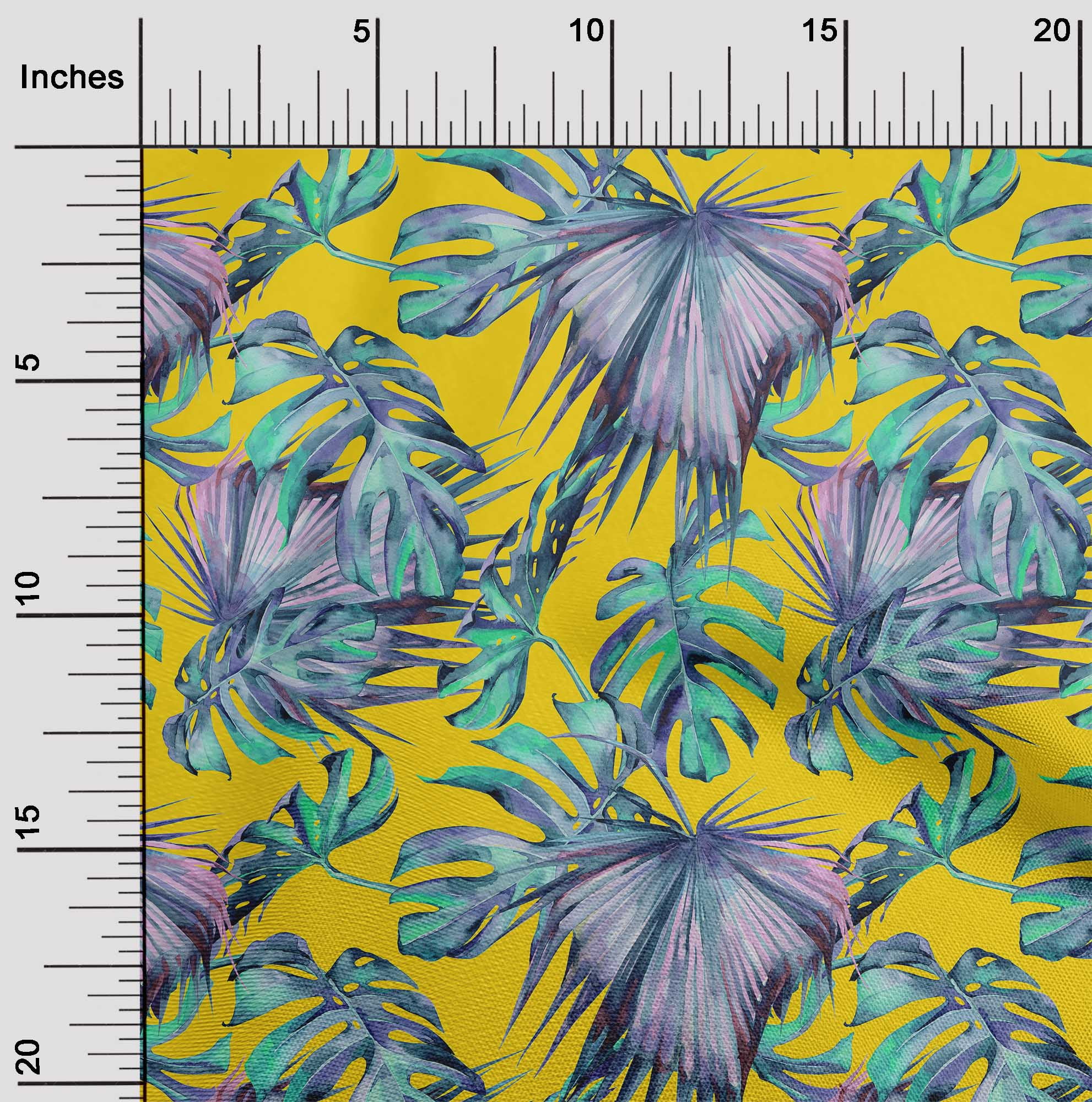 oneOone Cotton Jersey Yellow Fabric Neem Leaves Quilting Supplies Print ...