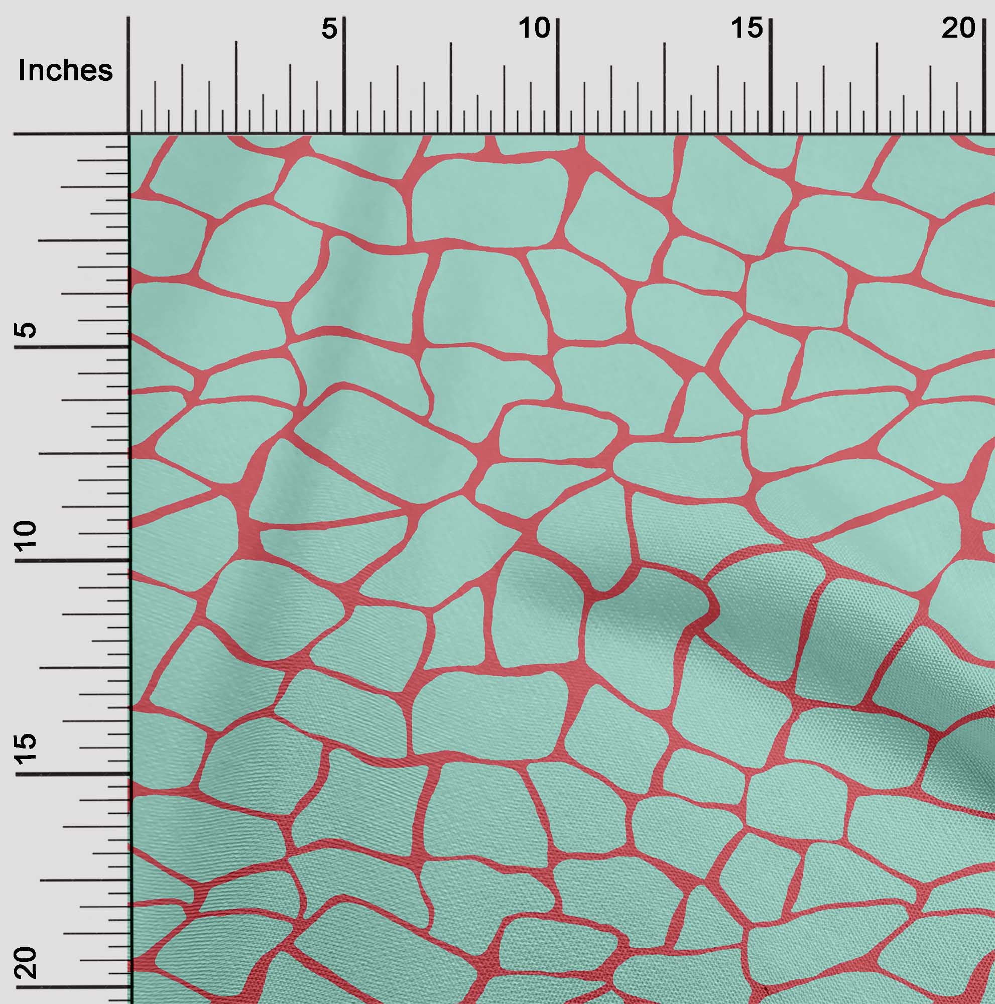 oneOone Cotton Poplin Aquamarine Fabric Giraffe Animal Skin Sewing ...