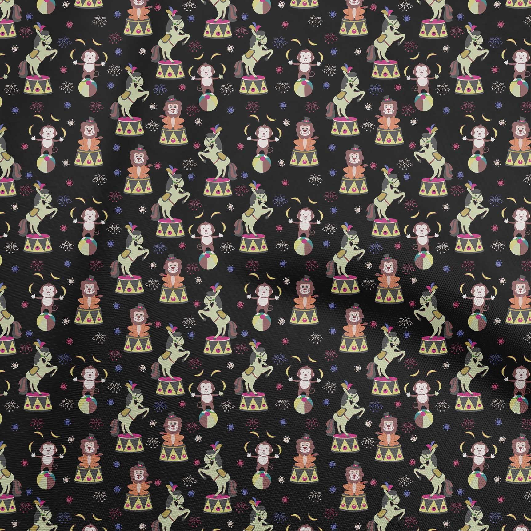 oneOone Cotton Poplin Black Fabric Circus Diy Clothing Quilting Fabric ...