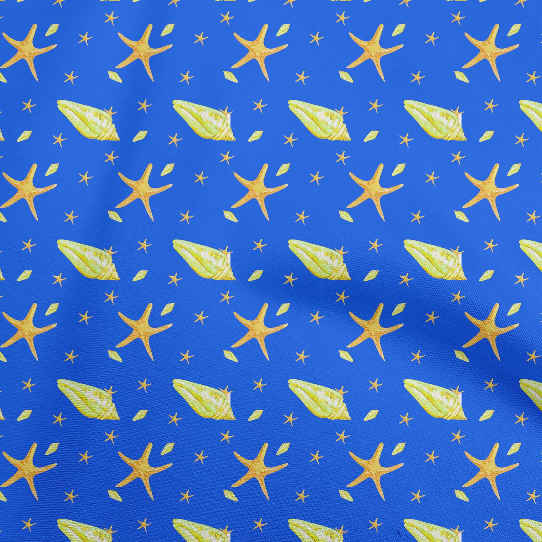 oneOone Cotton Poplin Blue Fabric Ocean Watercolor Starfish Sewing ...