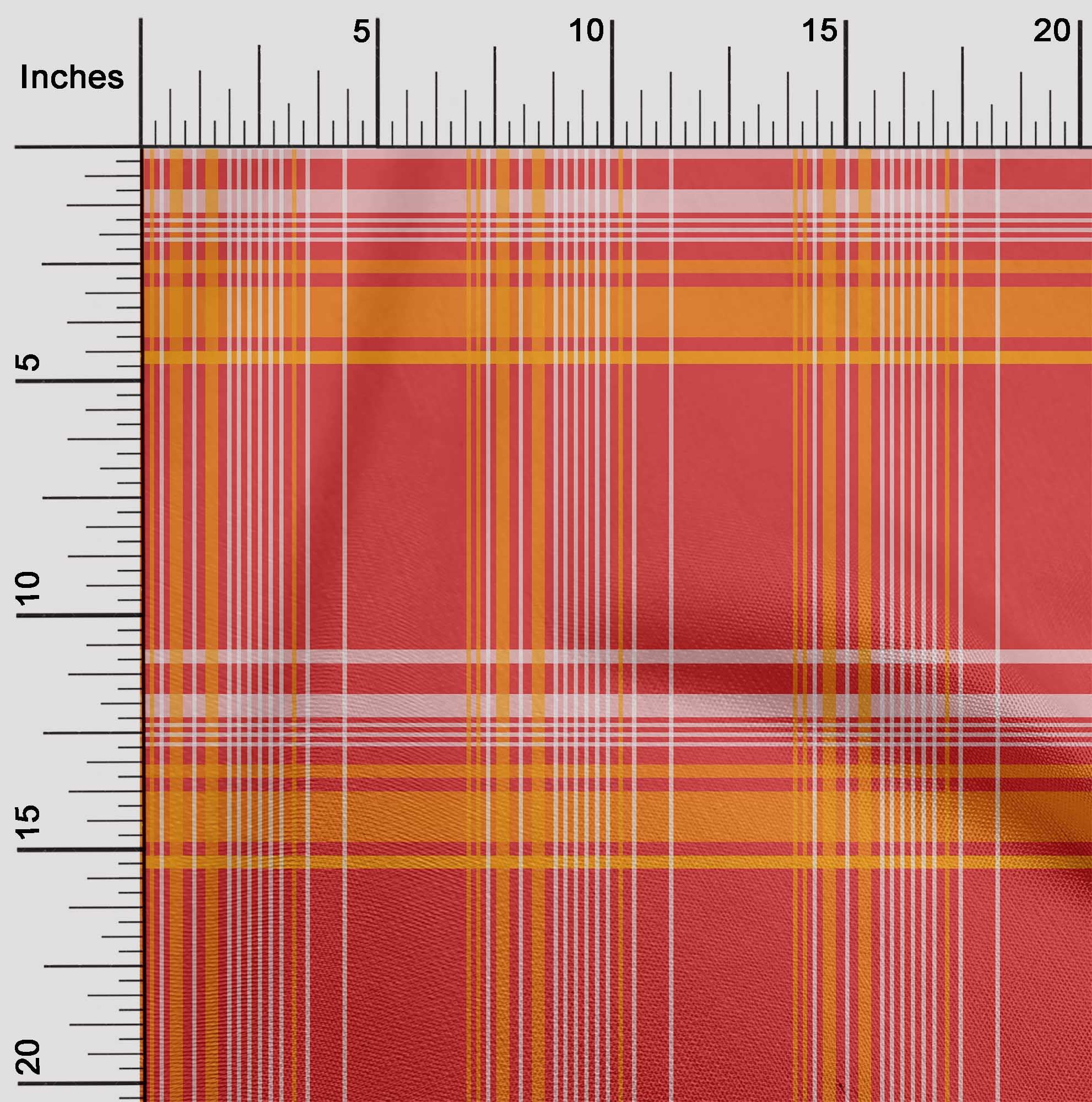 oneOone Cotton Poplin Candy Red Fabric Madras Check Quilting Supplies ...