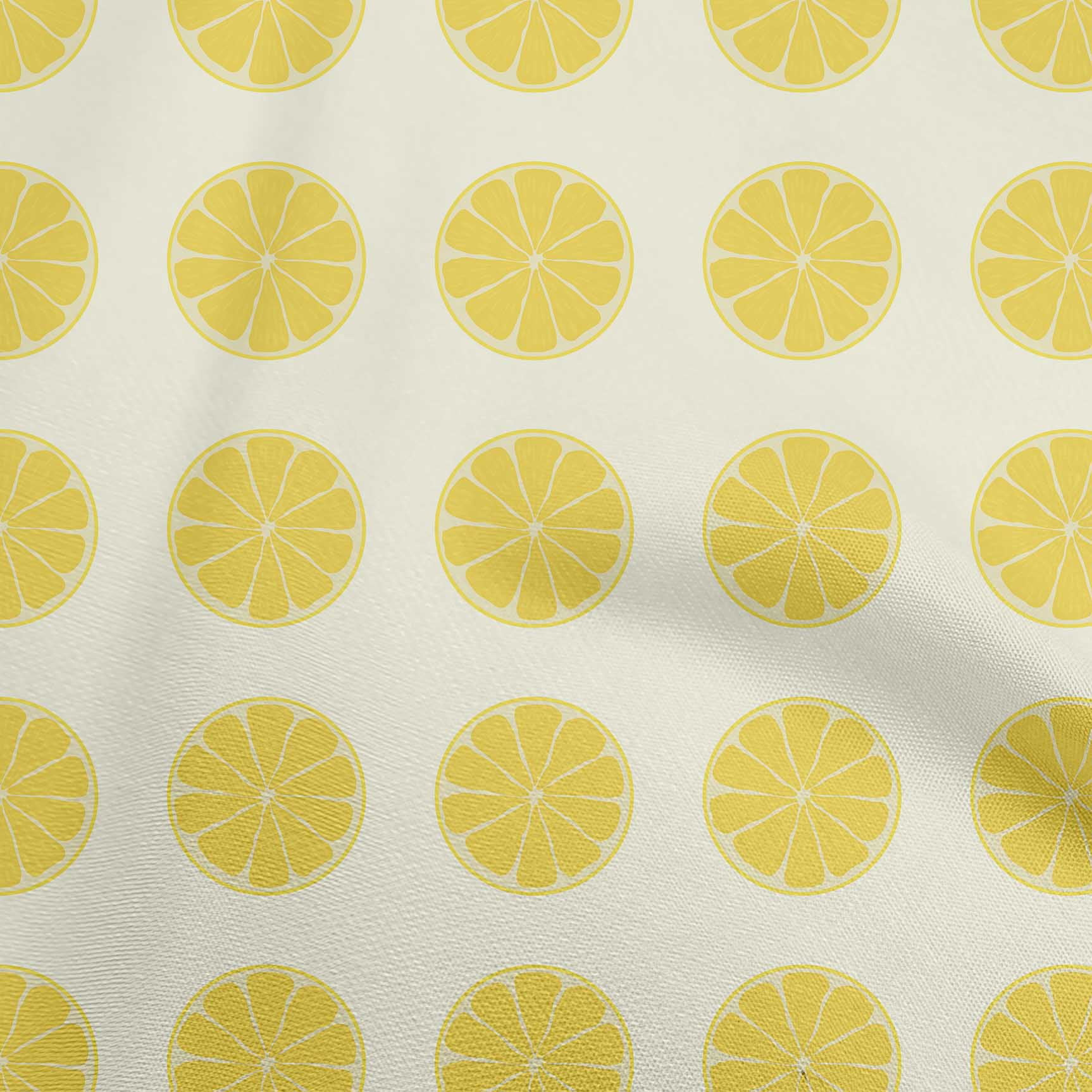 oneOone Cotton Poplin Dusty Blue Fabric Fruits Lemon Slice Sewing ...