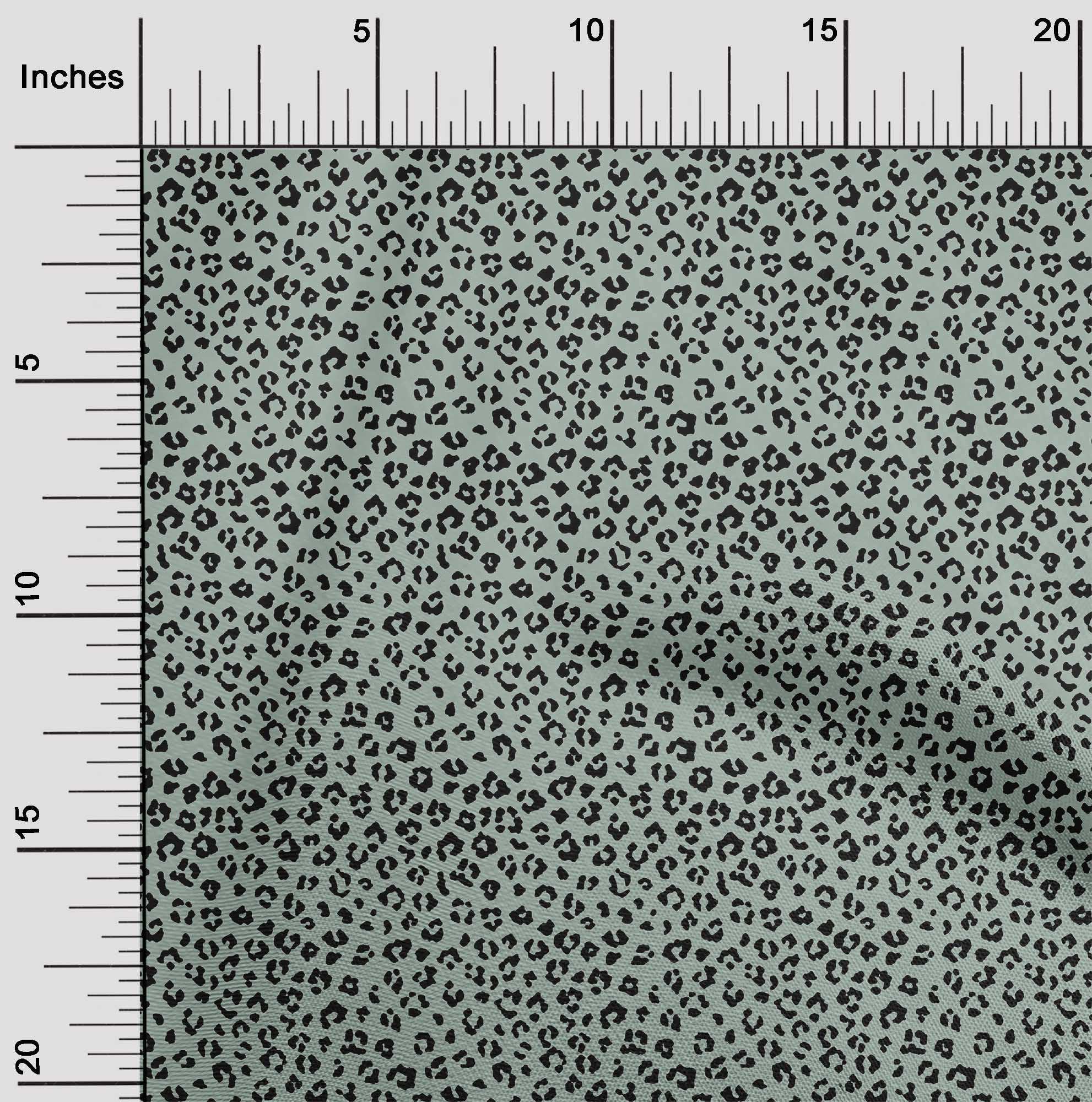 oneOone Cotton Poplin Dusty Green Fabric Leopard Animal Skin Sewing ...